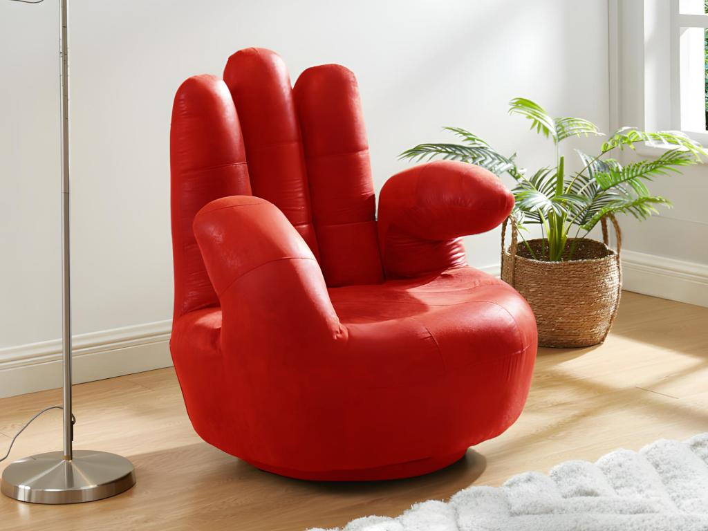 Sillón mano giratorio CATCHY - Piel sintética - Rojo | Leroy Merlin