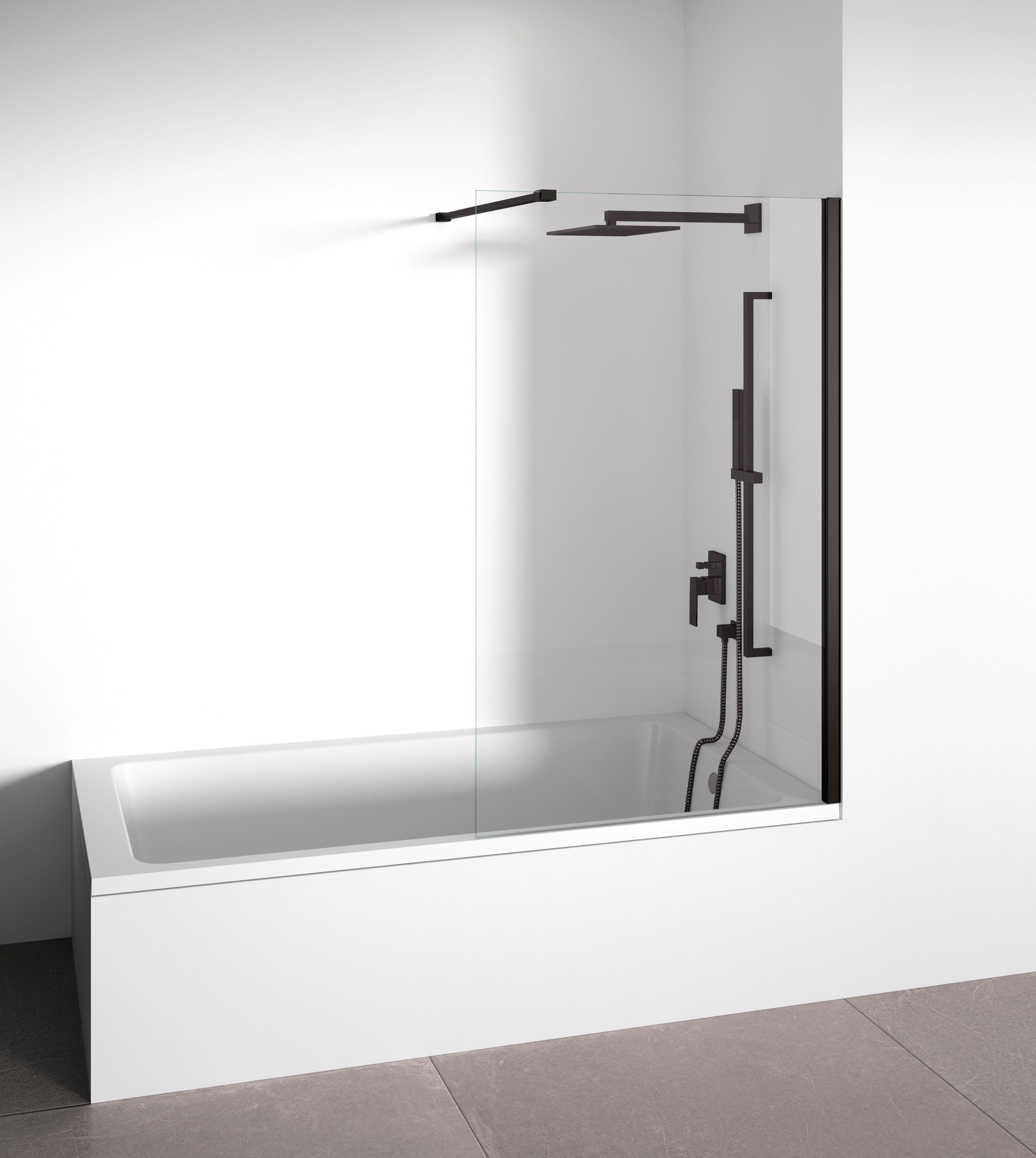 Paroi de baignoire panneau fixe -Transparent -Verre trempé 6 mm ...