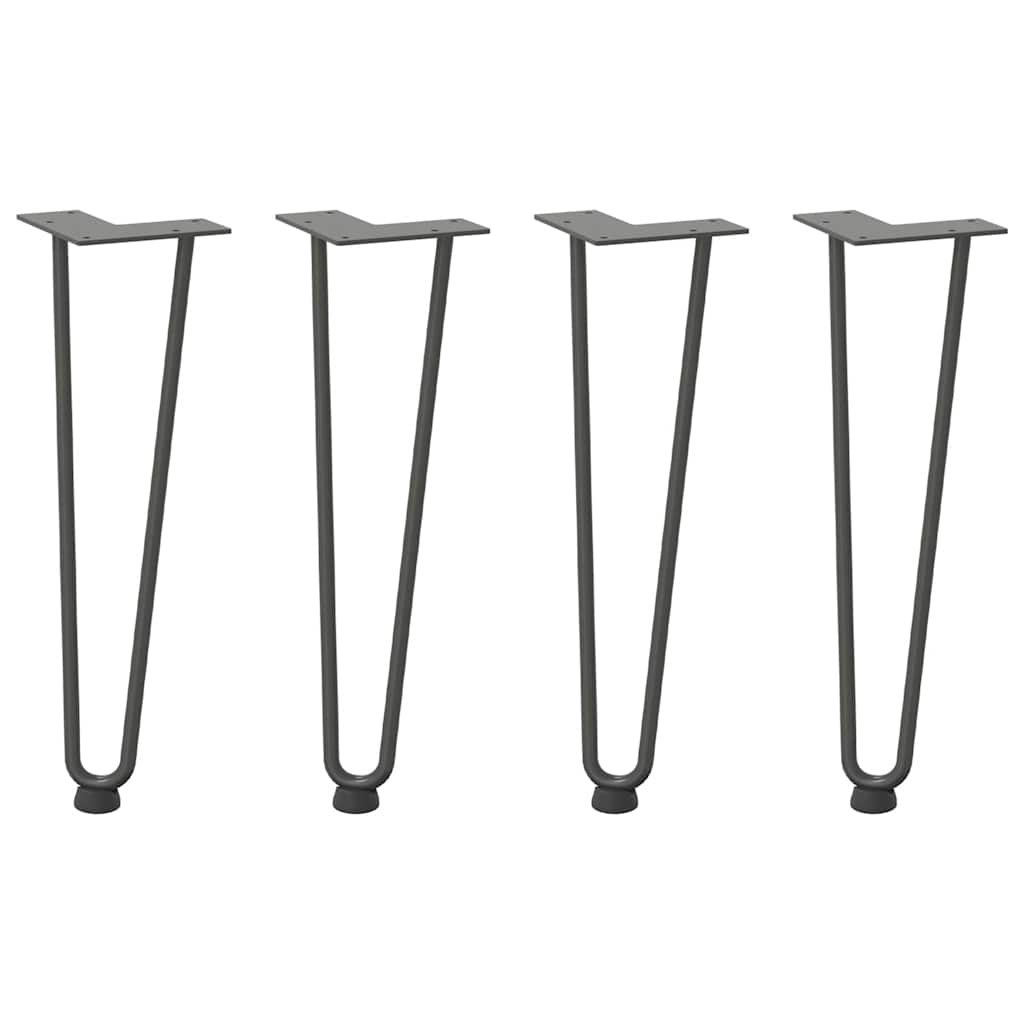 Gambe Tavolo a Forcina 4 pz | Gamba di mobile Antracite 42 cm Acciaio ...