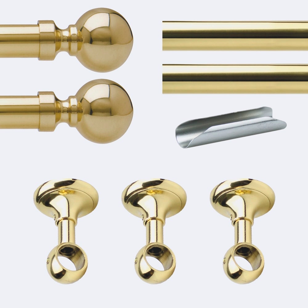 Kit de tringle à rideaux Laiton Poli Verni 300cm Diam.20mm Embout ...