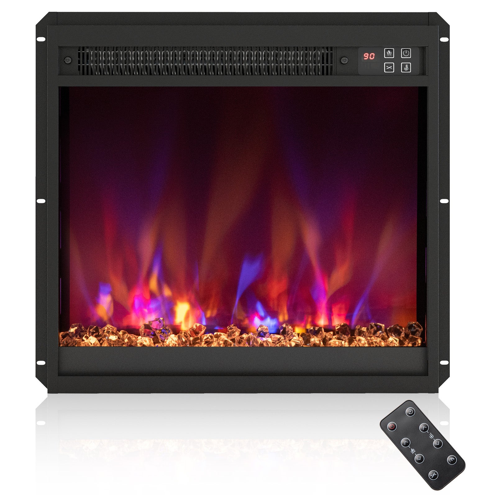 49 cm Cheminee Electrique Effet Flamme LED 1500W, Chauffage Réglable 17 ...
