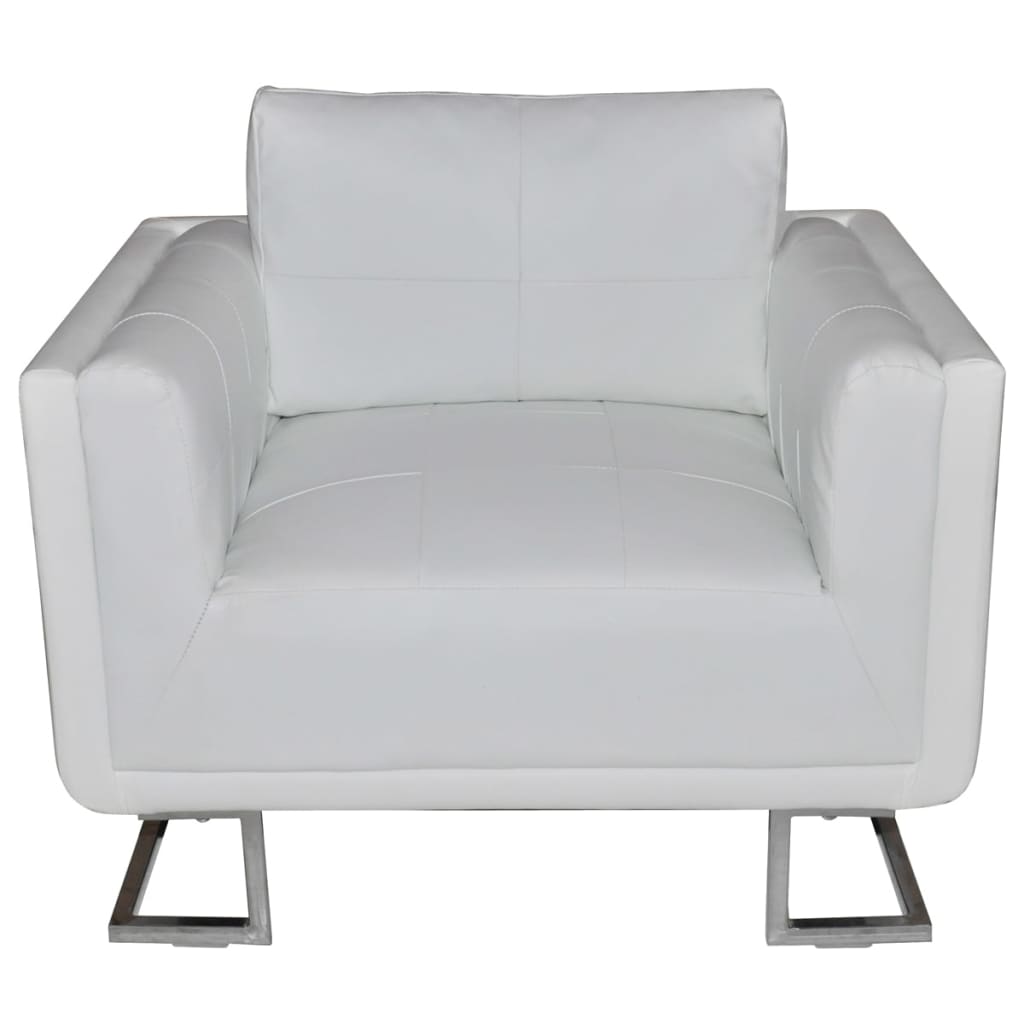 Sillón con patas cromadas cuero sintético blanco - COMFORTXL | Leroy Merlin