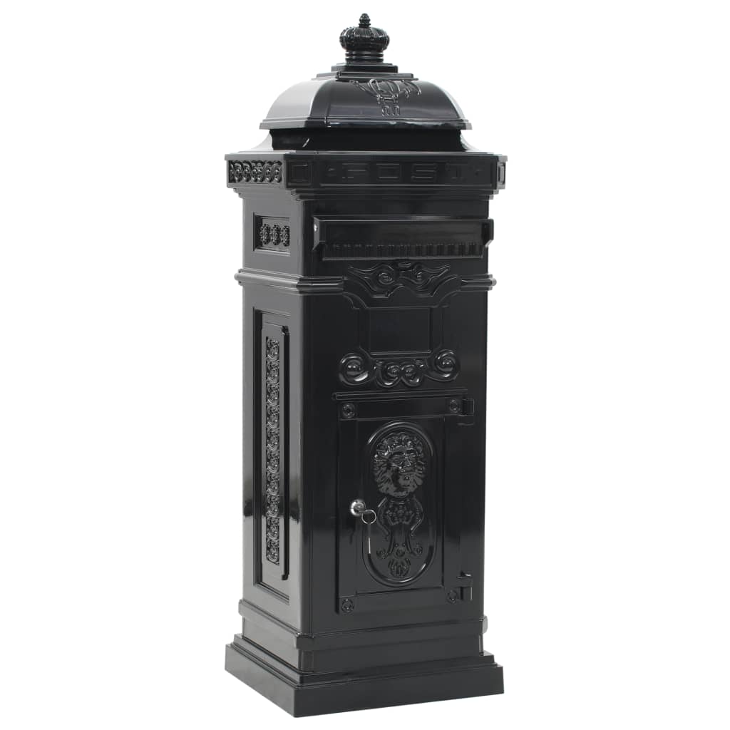 Boîte aux lettres colonne en aluminium noir et acier inoxydable de ...