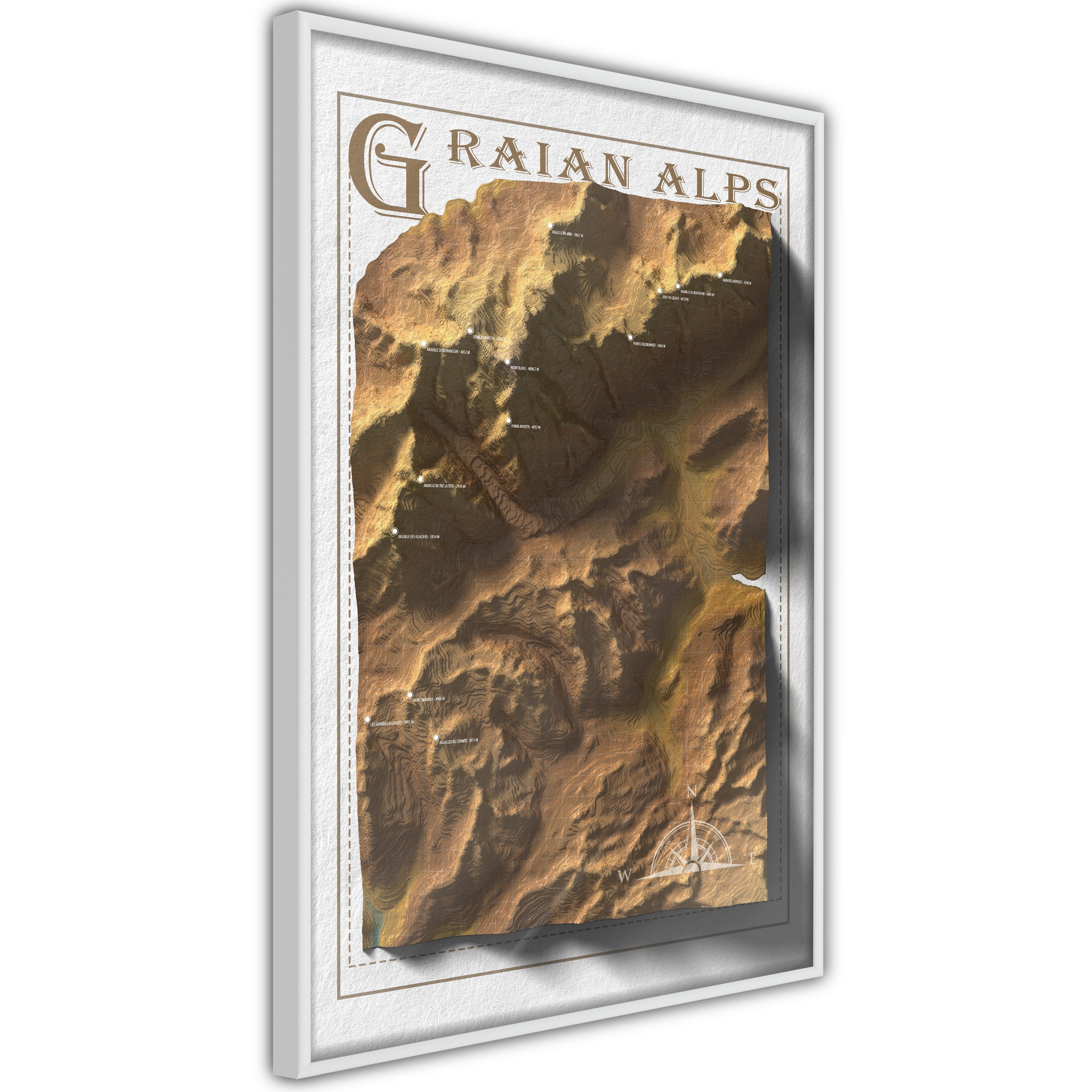 Poster et affiche - Raised Relief Map: Graian Alps - 40x60 | Leroy Merlin