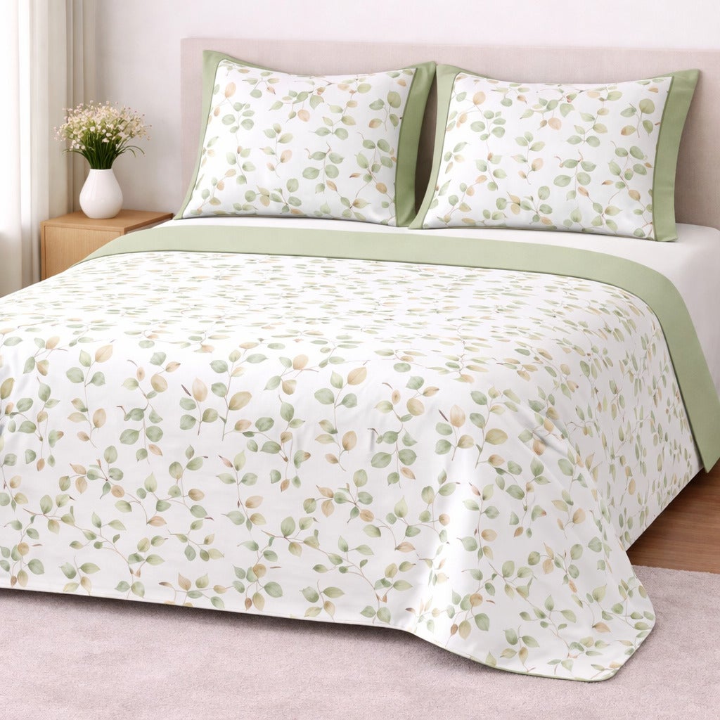 Parure de Draps en Percale Lilya Vert 160 Fils Lit de 90cm Donegal ...