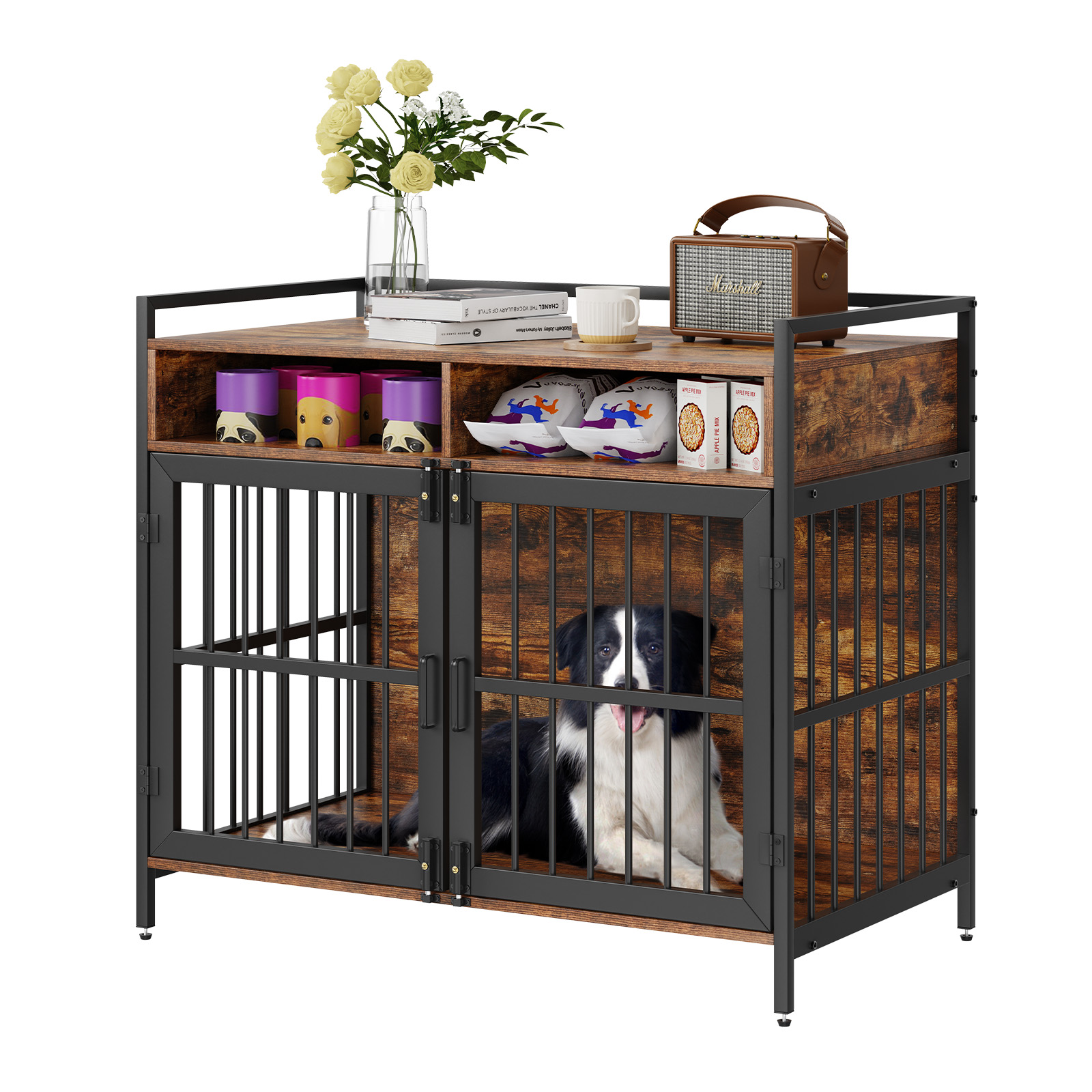 Cage Chien VEVOR 1041x599x919 mm Meuble Cage Chien en Bois Moderne ...