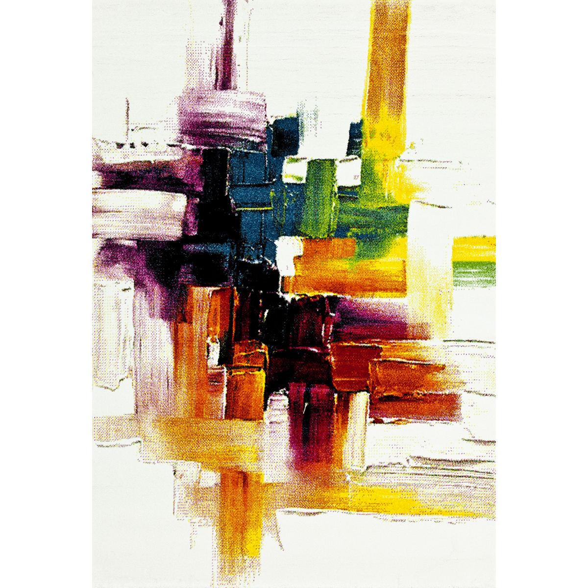 Alfombra de salón 160x230 tejida crema rectángulo estampado abstracto ...