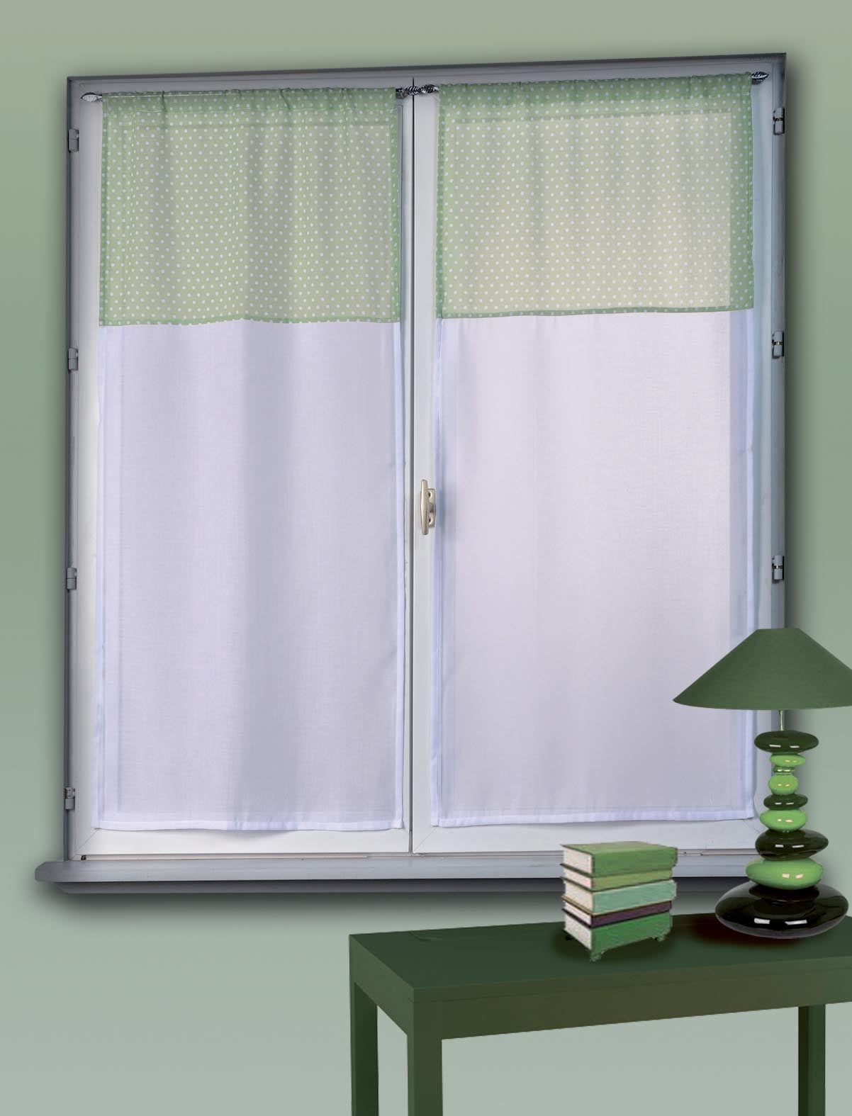 Vitrage Droit Parement Imprimé Pois Betty Blanc/Vert - blanc / vert ...