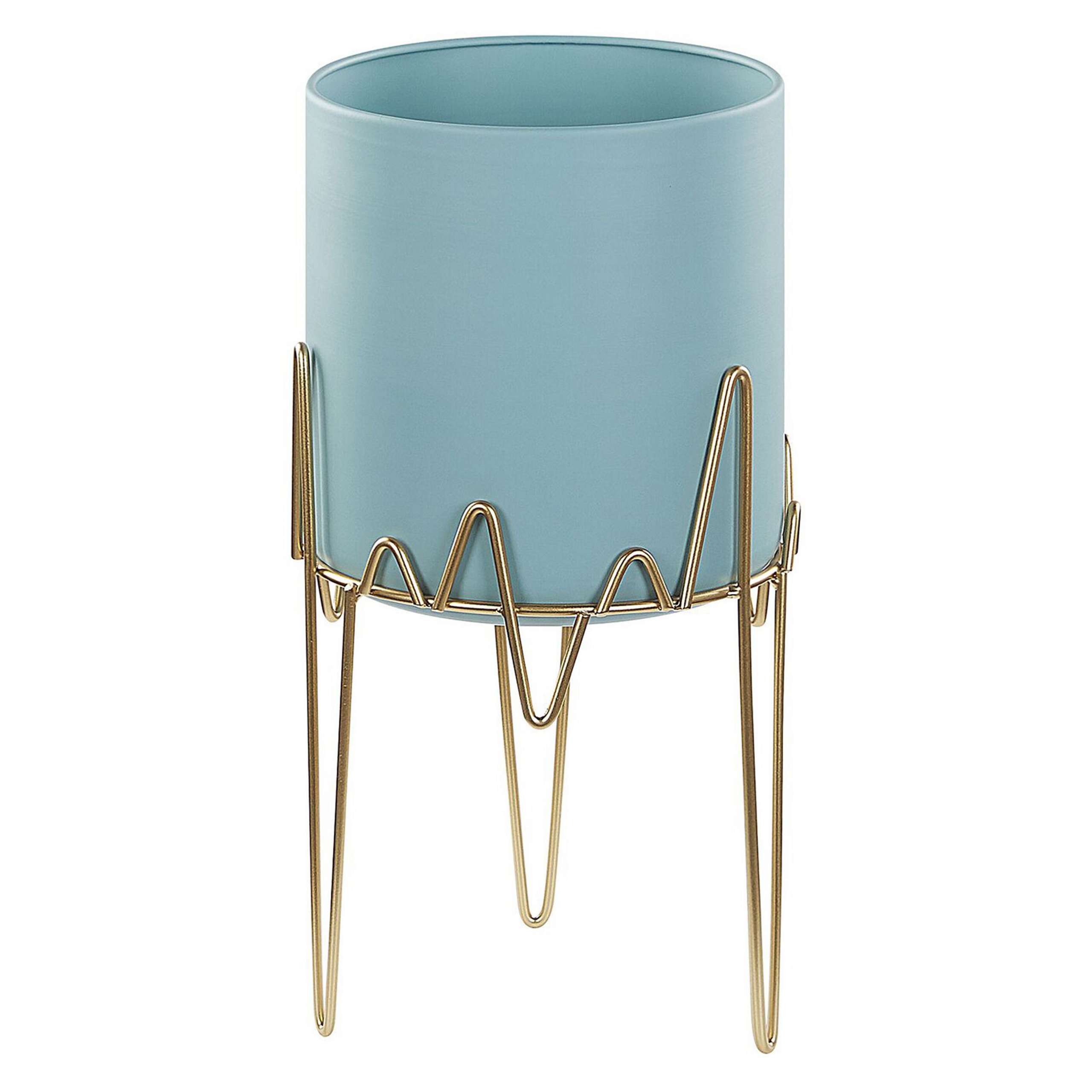 Cache-pot sur pied KALANDRA 19 cm Bleu clair Métal | Leroy Merlin