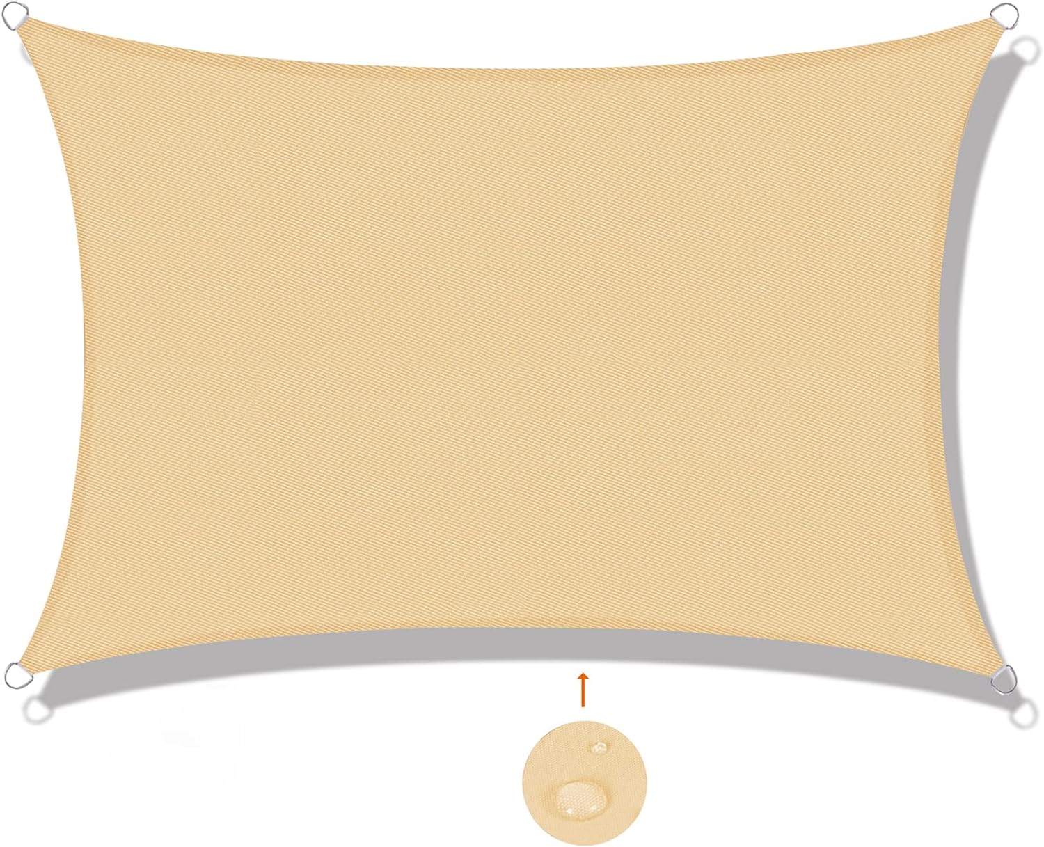 Voile d'ombrage (HDPE) Rectangulaire 4 x 5m Sable Protection des Rayons ...