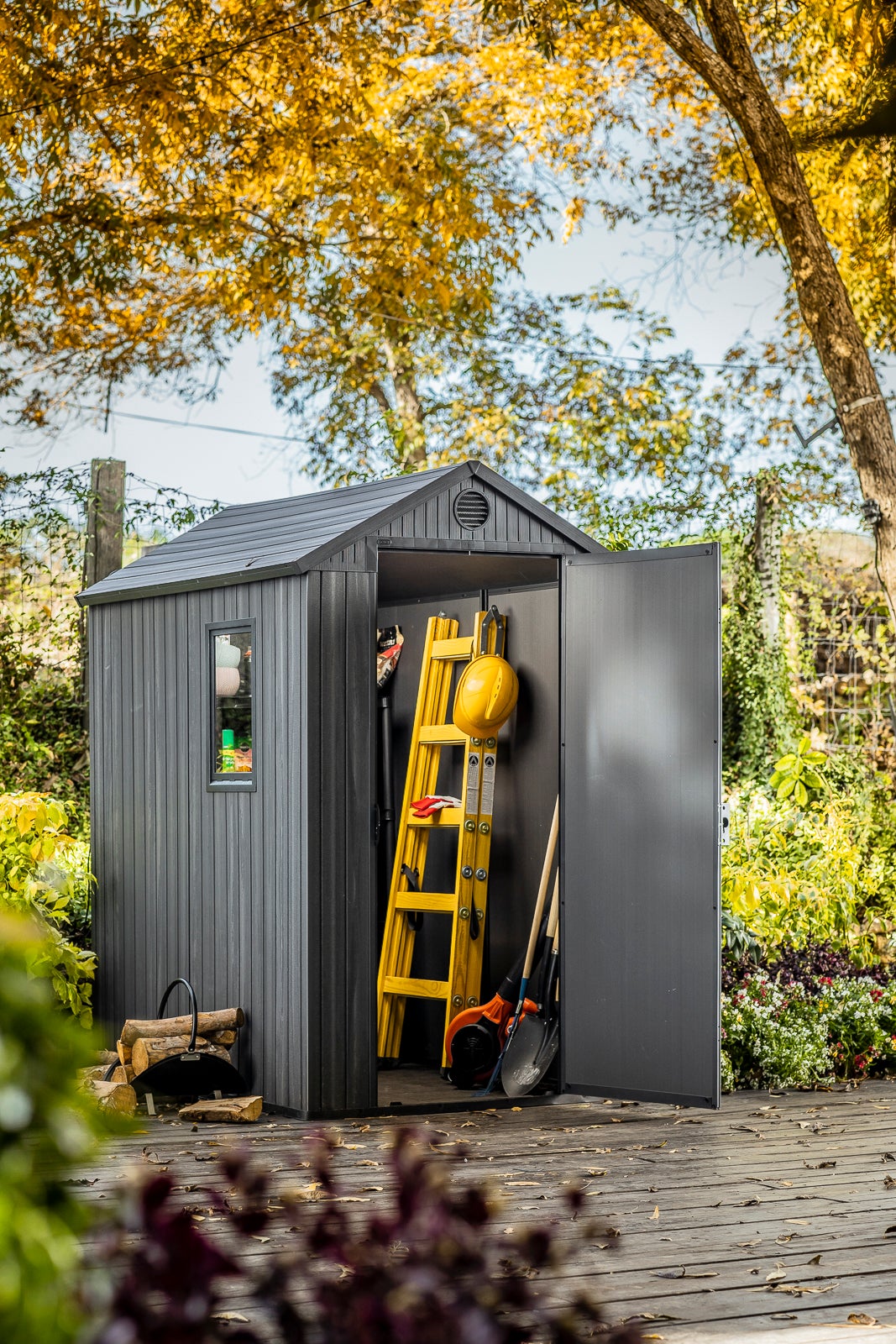Caseta de Jardín Darwin 4X6 de Resina Verde con Acabado Keter Efecto ...