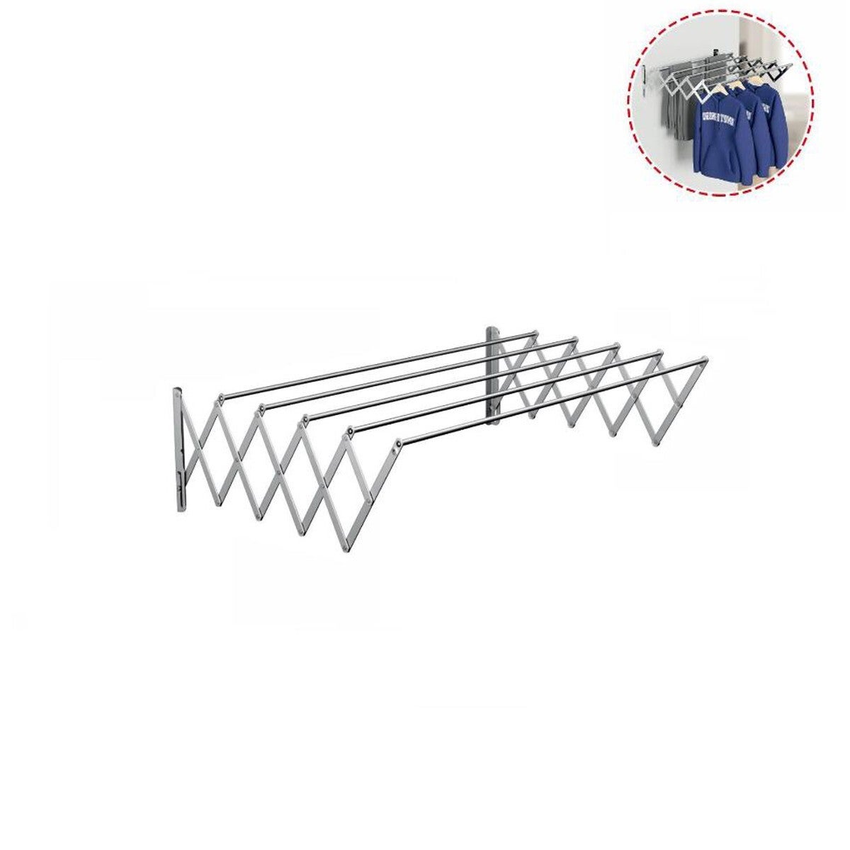 Séchoir à linge mural extensible en aluminium chromé, gain de place, 60 ...