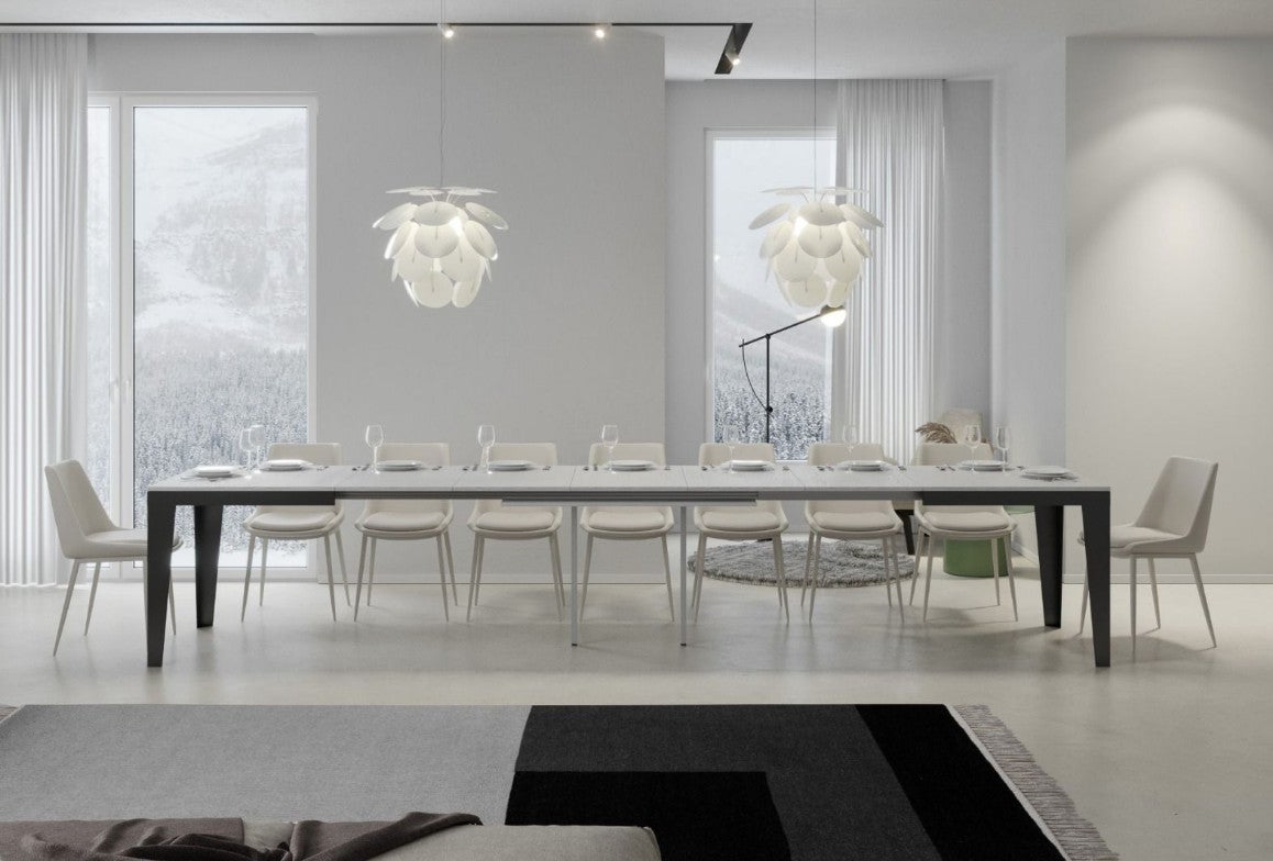 Mesa de comedor extensible evolución Flavio-Color Blanco-Ancho ...