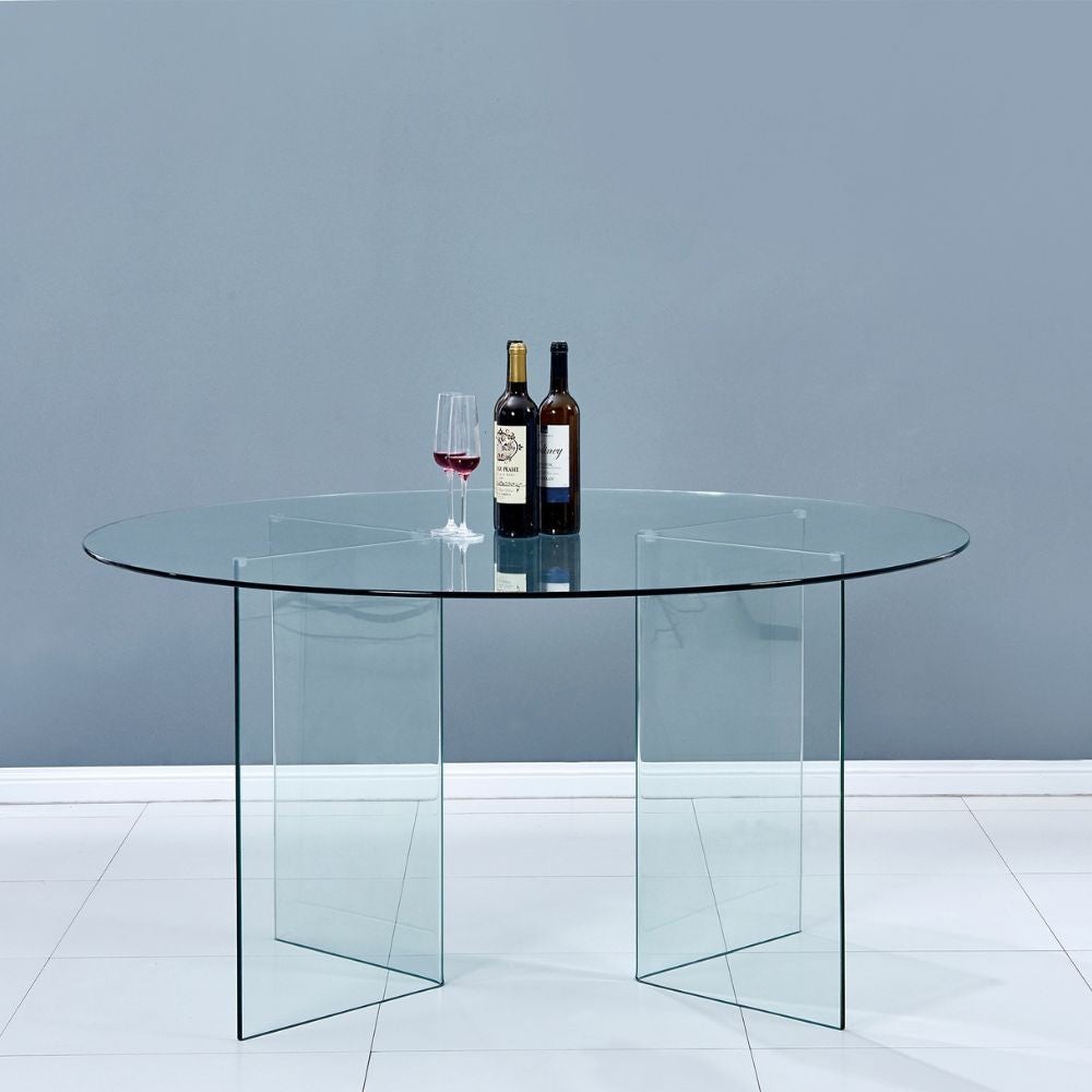 Tavolo rotondo in vetro trasparente temperato 137x77H cm - Acacia ...