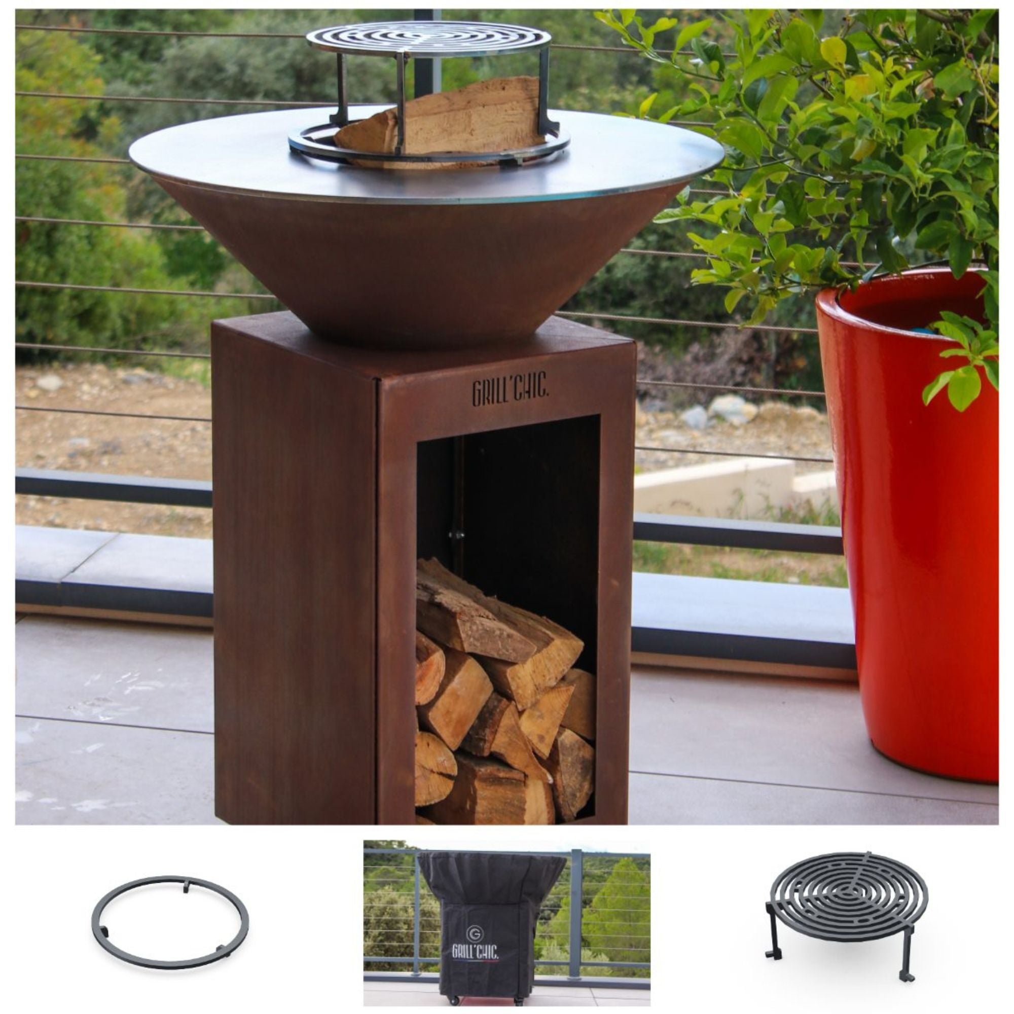 Pack Printemps Brasero Plancha Barbecue Cévenol Corten Simple Cuve Bois ...