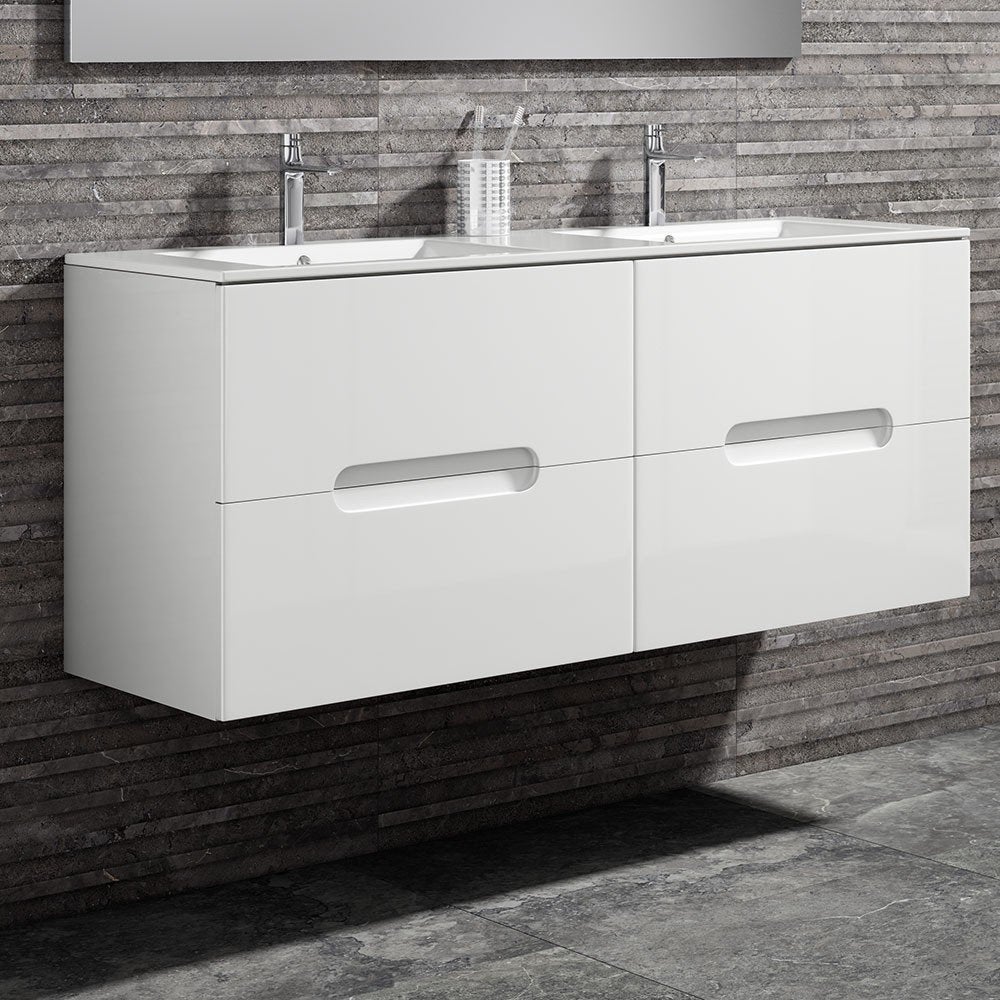 Kibath Mueble de baño con Lavabo VICTORIA 120x45 cm acabado BLANCO mate ...