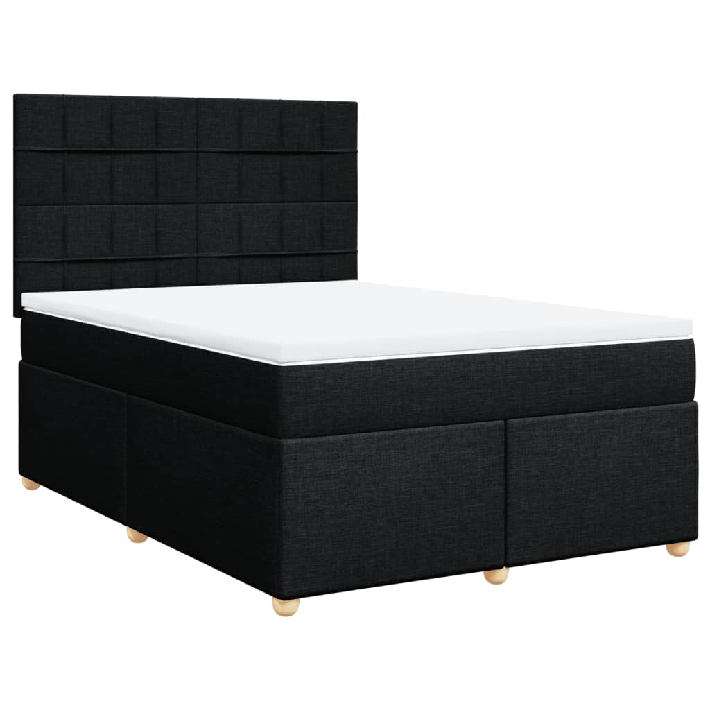 Cama box spring con colchón tela negro 140x200 cm | Leroy Merlin