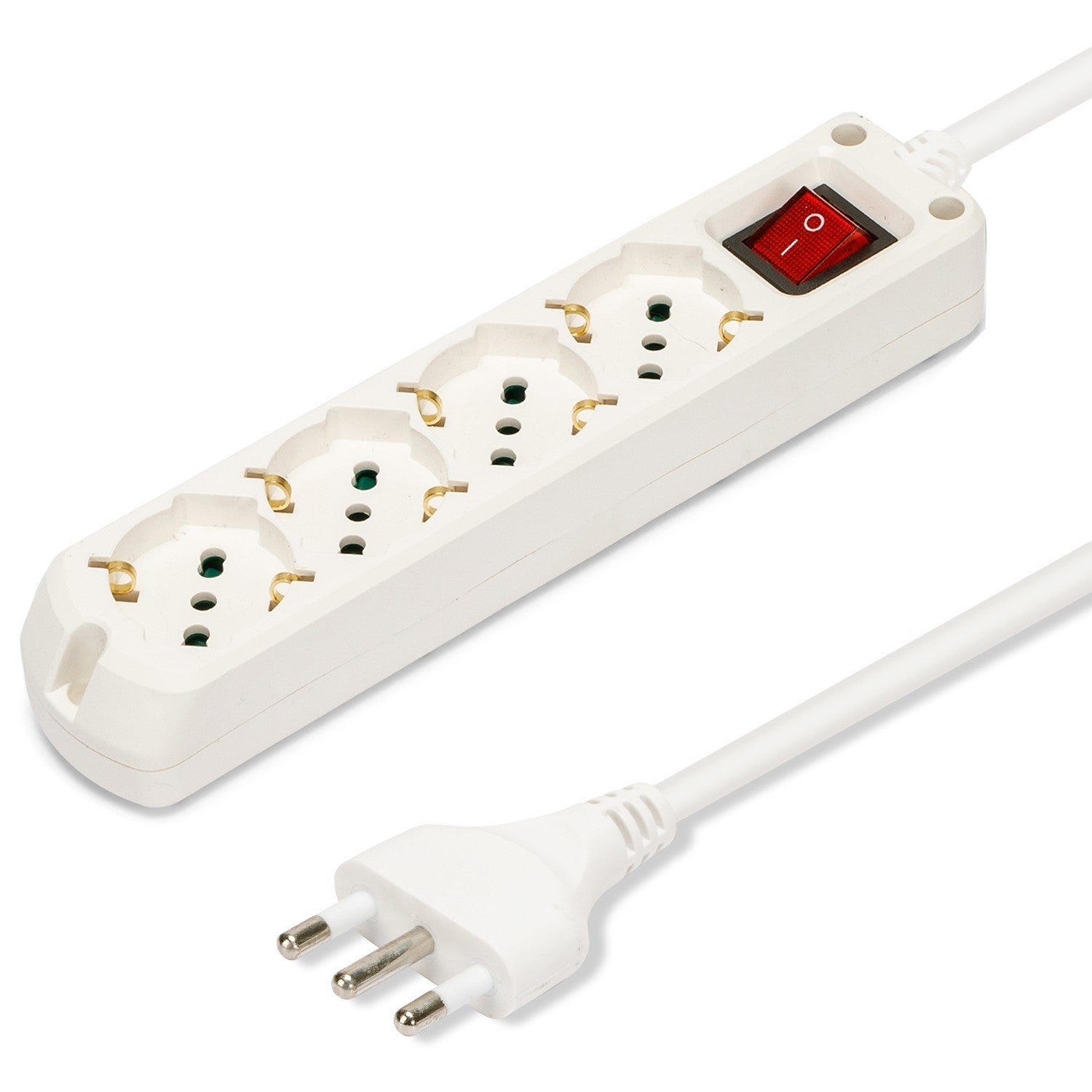 Regleta italiana de 4 entradas, cable de 1,5 my enchufe compacto ...