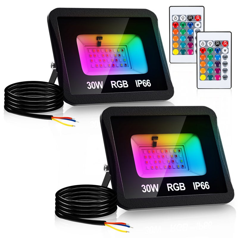 Projecteur LED RGB avec télécommande, 2 projecteurs LED RGB de 30 W ...
