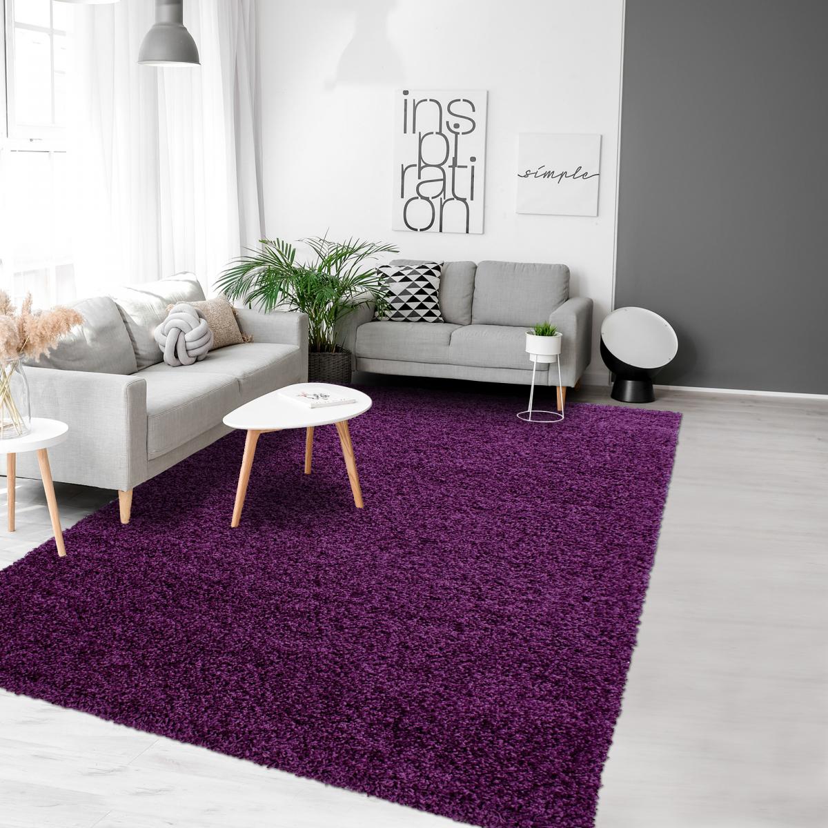 Tapis shaggy UNI L 140x200 violet | Leroy Merlin