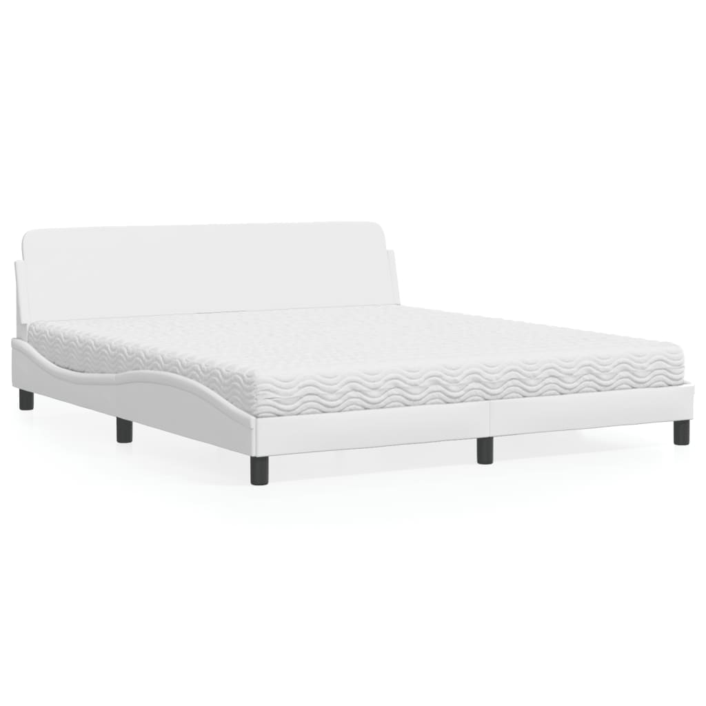 Lit double | Lit adulte | Lit avec matelas blanc 180x200 cm similicuir ...