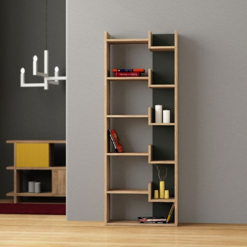 Libreria in legno 69x162h cm colore rovere e antracite - Oppa | Leroy ...