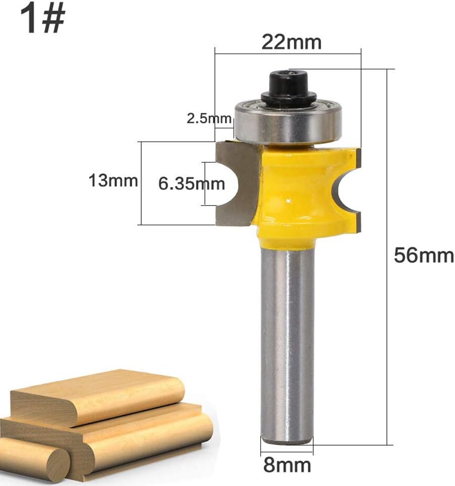 5Pcs 8mm Tige Bullnose avec colonne Perle visage/Moulure Router Bit ...