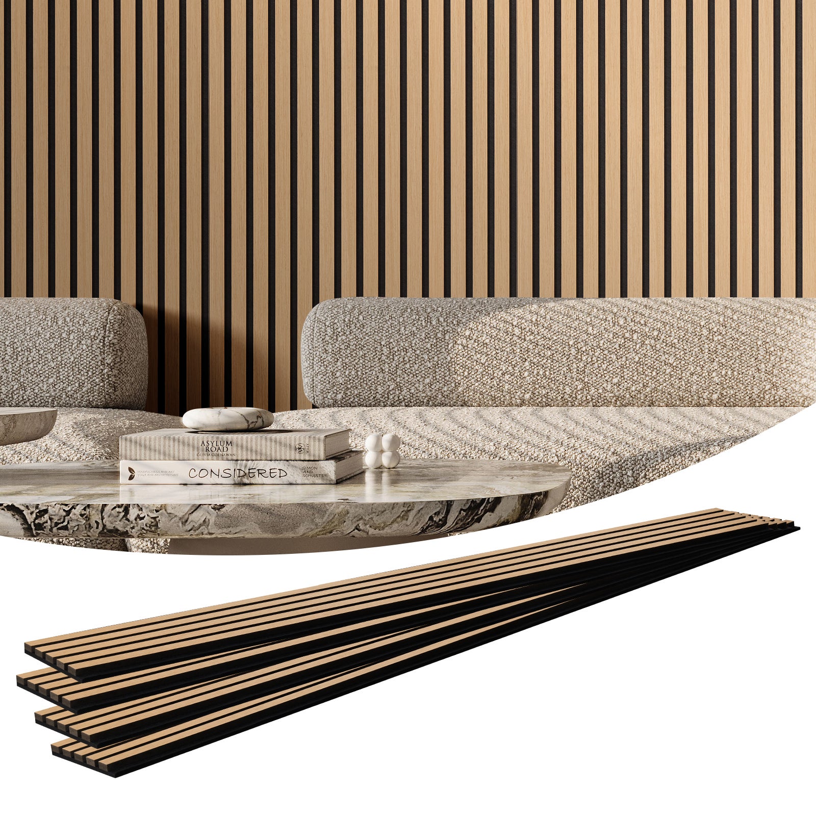 Panneaux Acoustiques VEVOR en Bois 2400 x 200 mm, Lamelles MDF ...