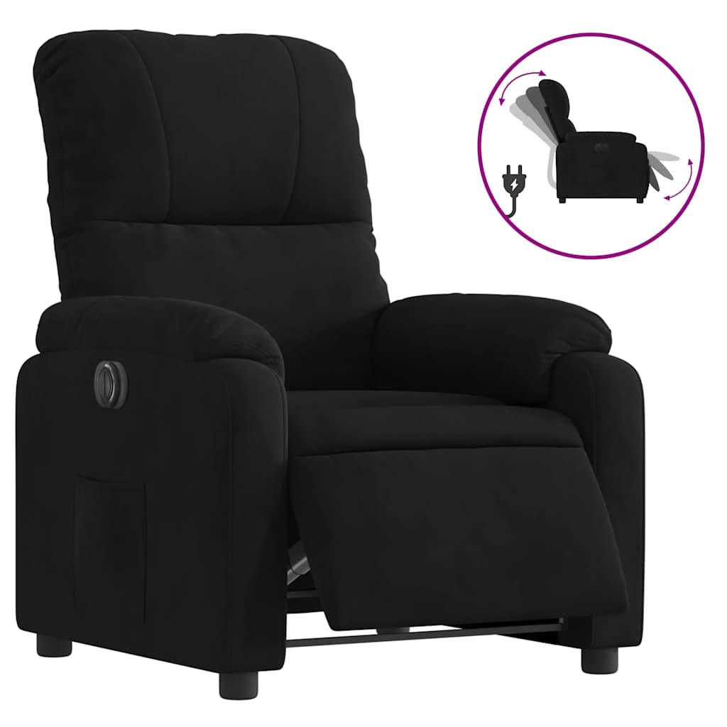 Sillón reclinable eléctrico tela de microfibra negro | Leroy Merlin