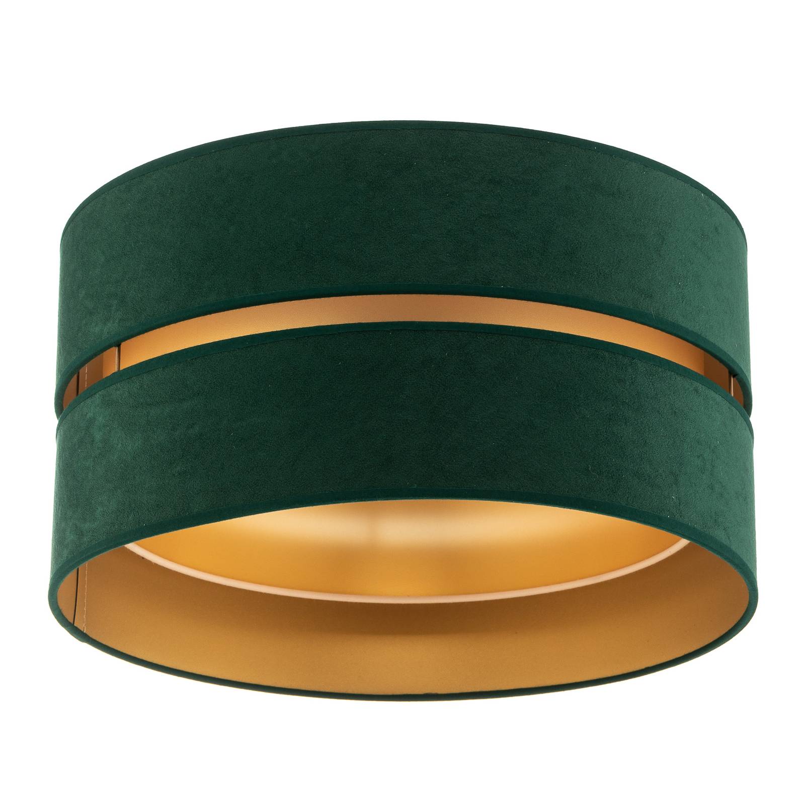 Euluna Duo plafón tejido verde/oro Ø40cm, lámpara de techo textil ...