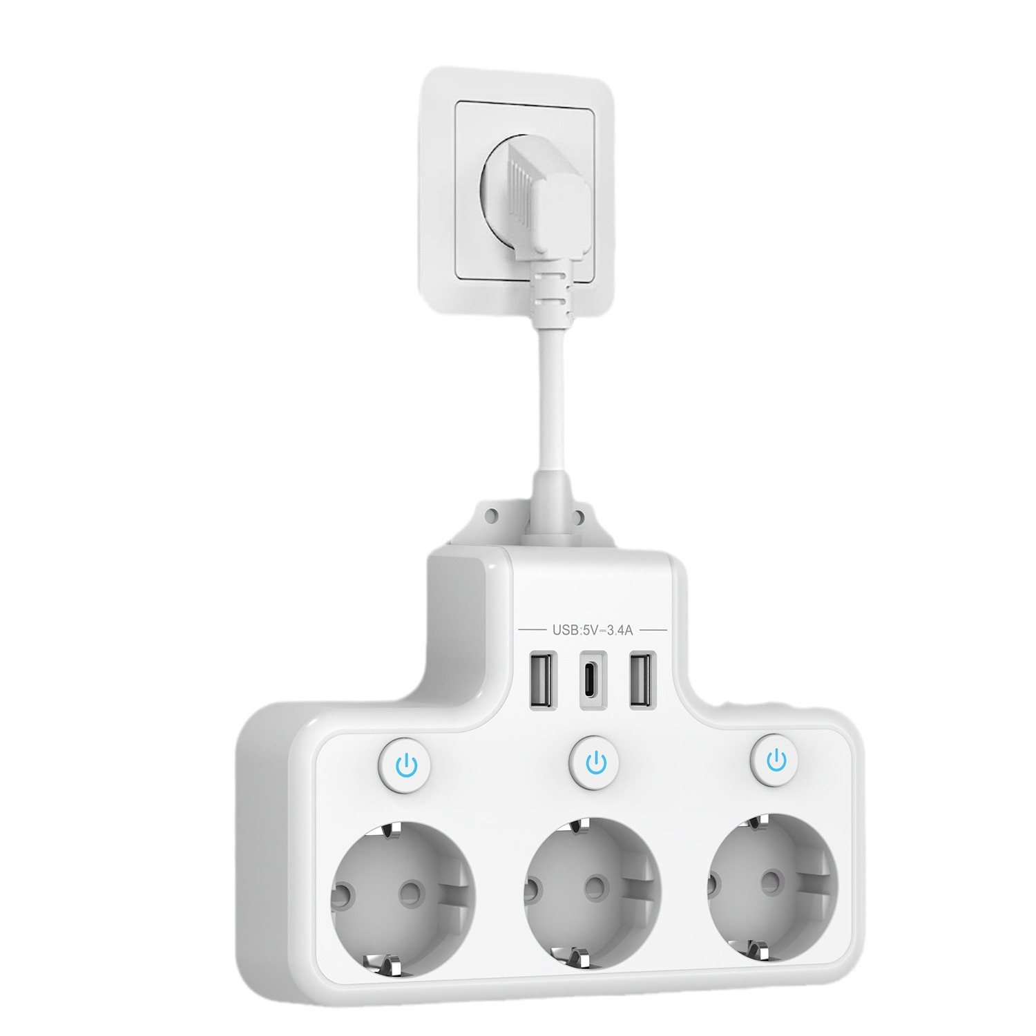 Multiprise Convertisseur EU 16A/4000w– Idéal Bureau & Voyages,blanc ...