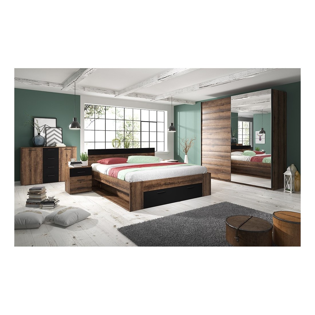 Dormitorio EOS: Armario 220x210, Cama de 160, cómoda, mesitas de noche ...