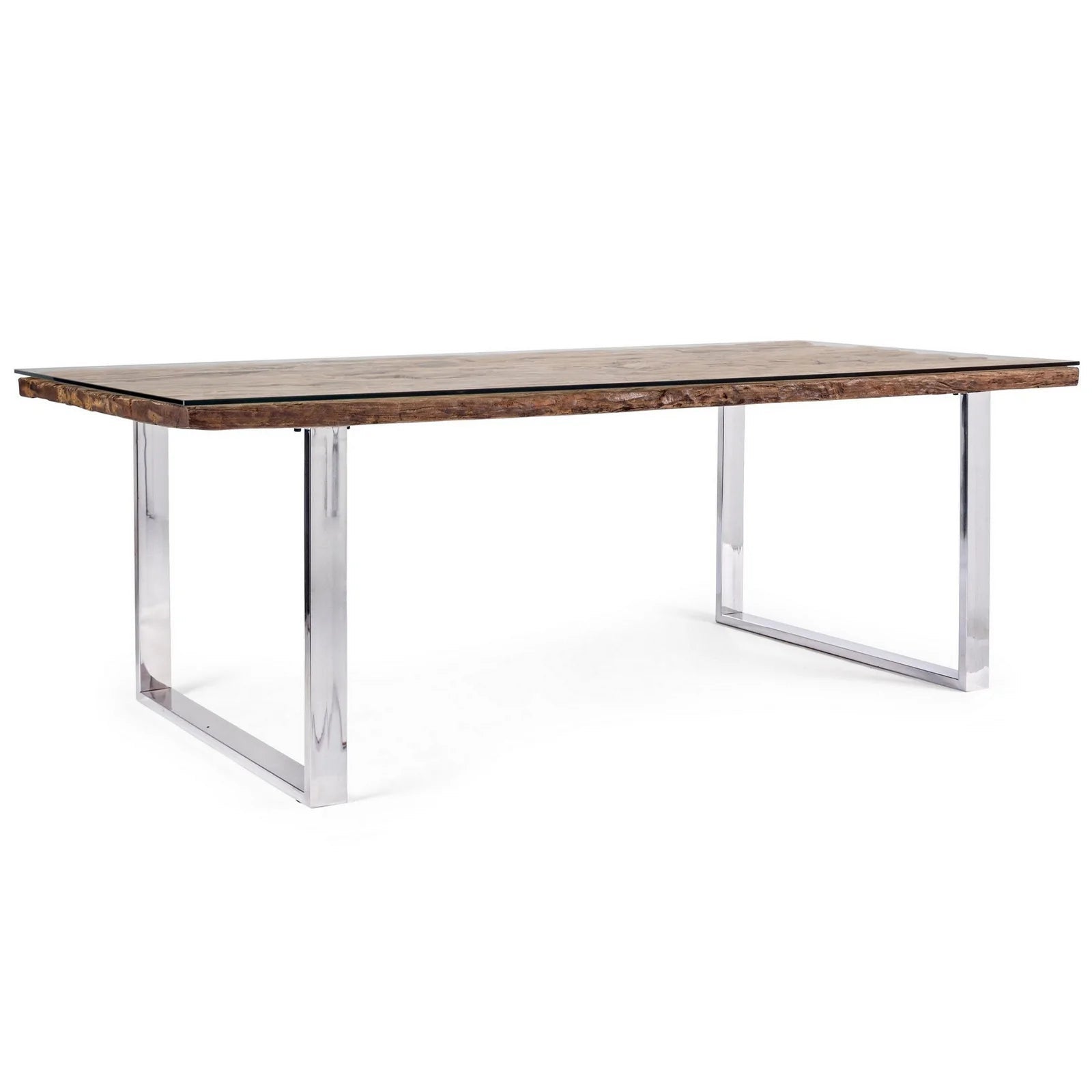 Table en bois Stanton avec plateau en verre cm 220 x 100 x 76 h | Leroy ...