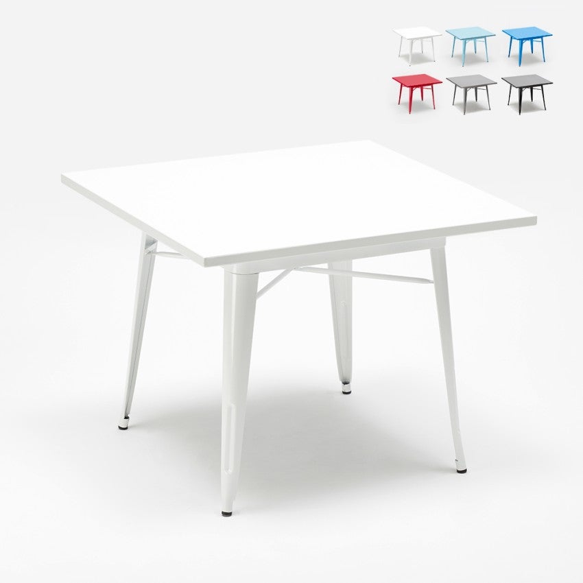 Table industrielle 80x80 de bar et restaurant en acier de style ...
