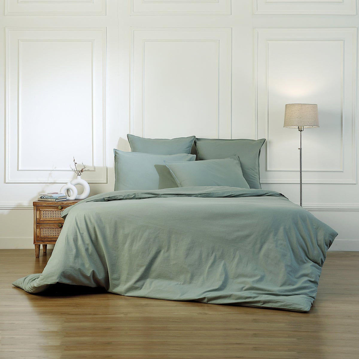 Housse de couette coton lavé céladon LUNA | Leroy Merlin