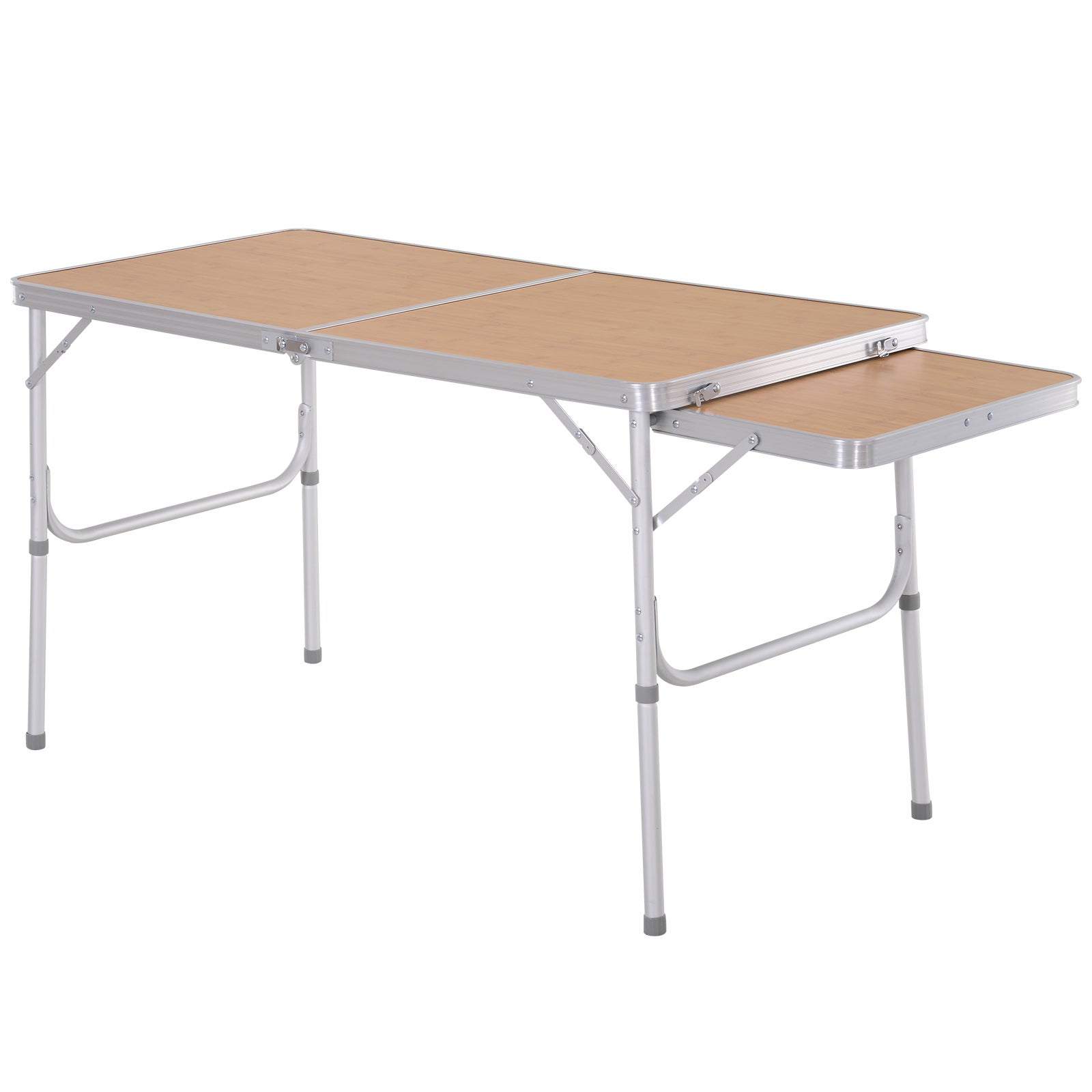 Table camping pliante jardin rallonge réglable aluminium MDF imitation ...