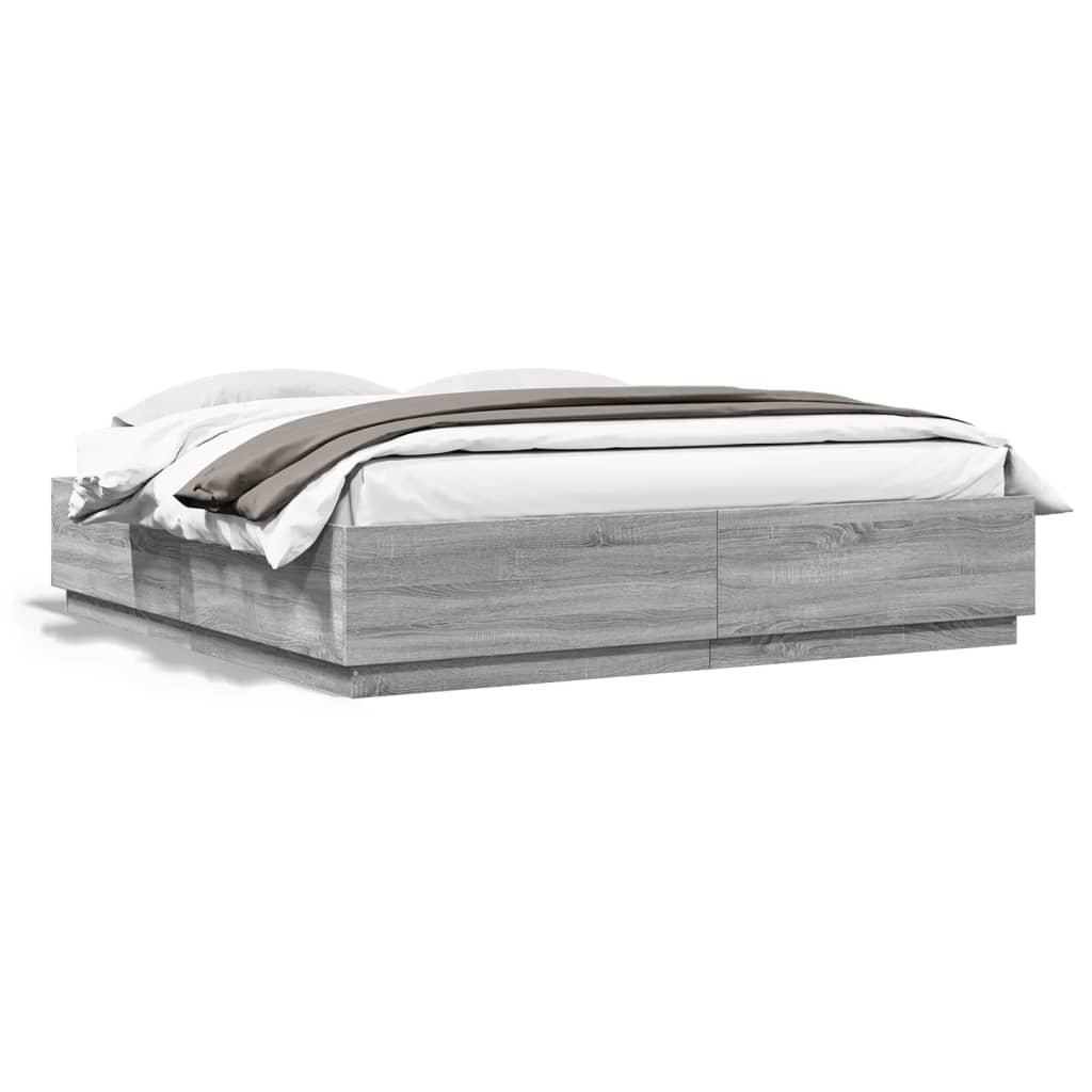 Cadre de lit sonoma gris 200x200 cm bois d'ingénierie | Leroy Merlin