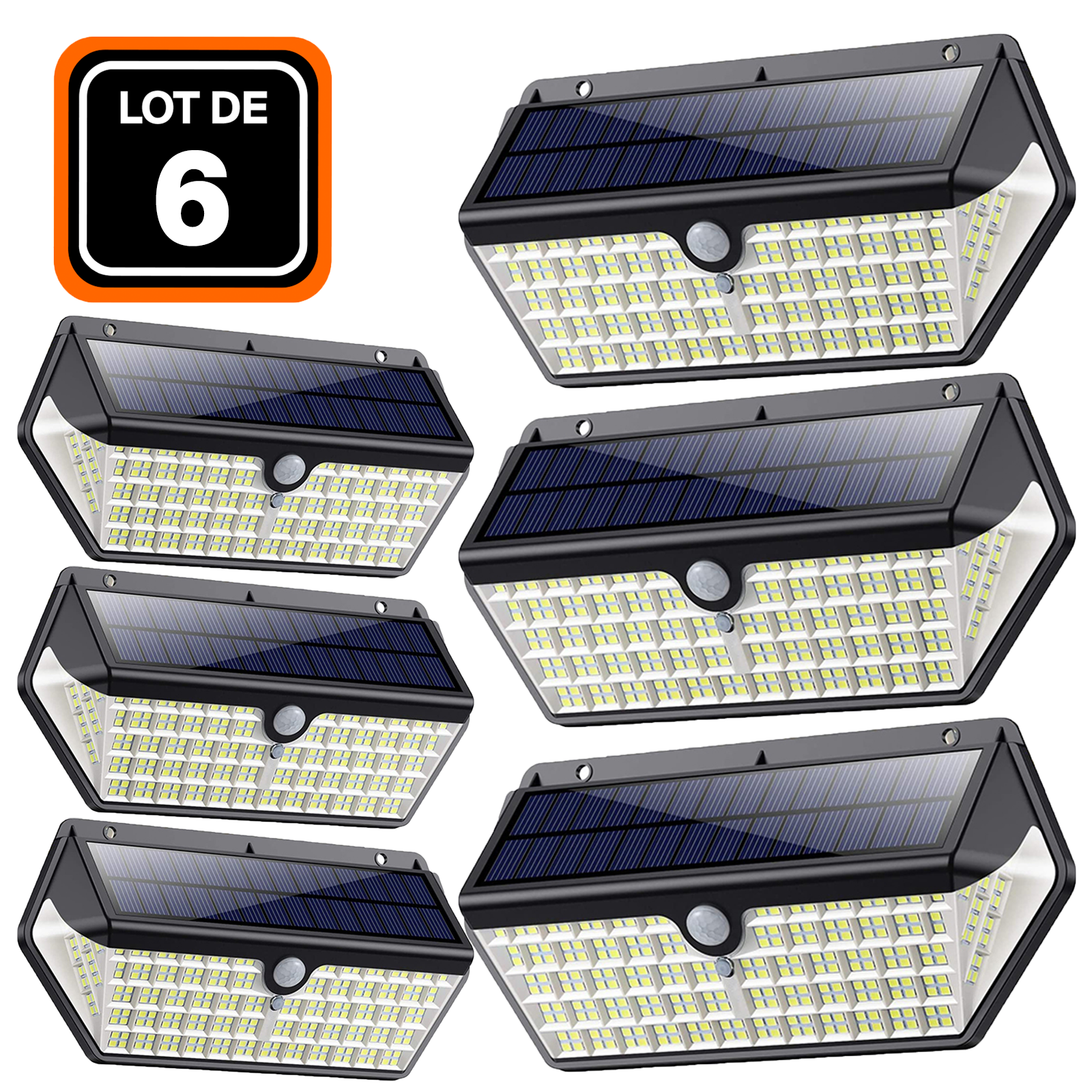 6 Focos LED solares con detector de movimiento 266pcs LED | Leroy Merlin