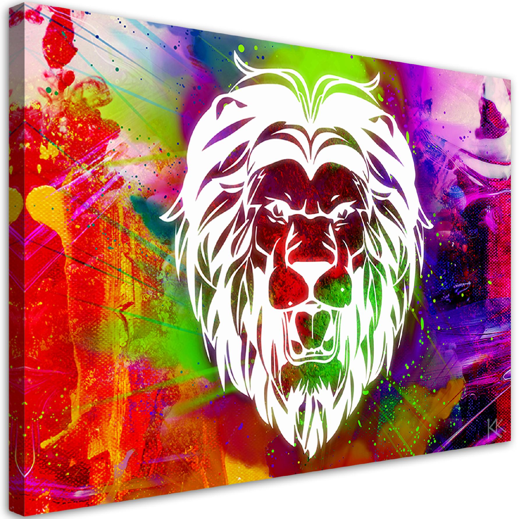 Cadre déco Abstraction colorée du lion 120x80 | Leroy Merlin