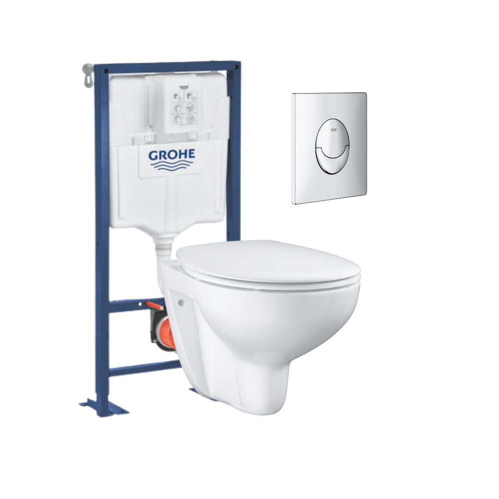 Pack WC suspendu sans bride GROHE Bau ceramic + Bâti support Solido ... Pack WC suspendu sans bride GROHE Bau ceramic + Bâti support Solido ...