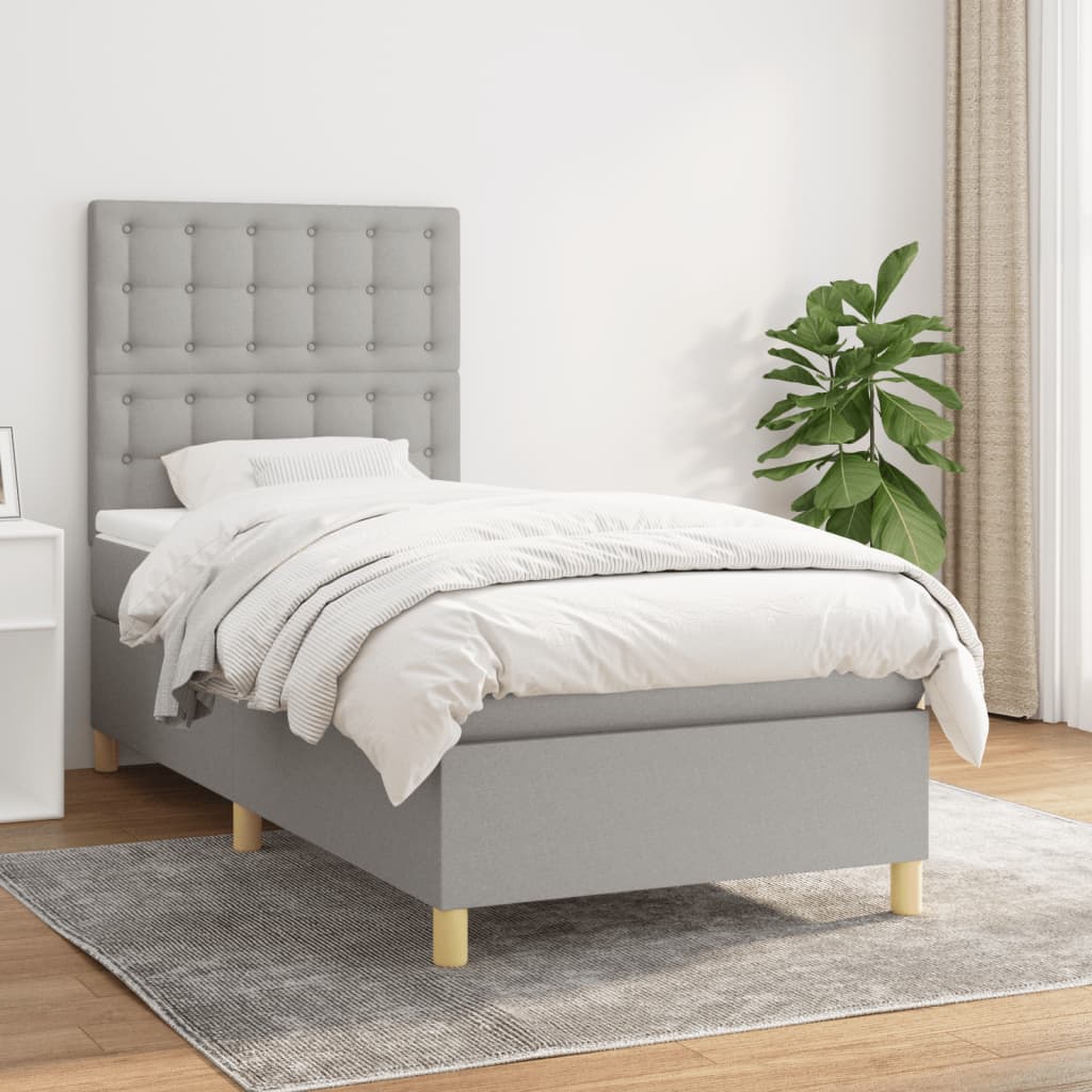 Sommier à lattes de lit avec matelas Gris clair 100x200cm Tissu | Leroy ...