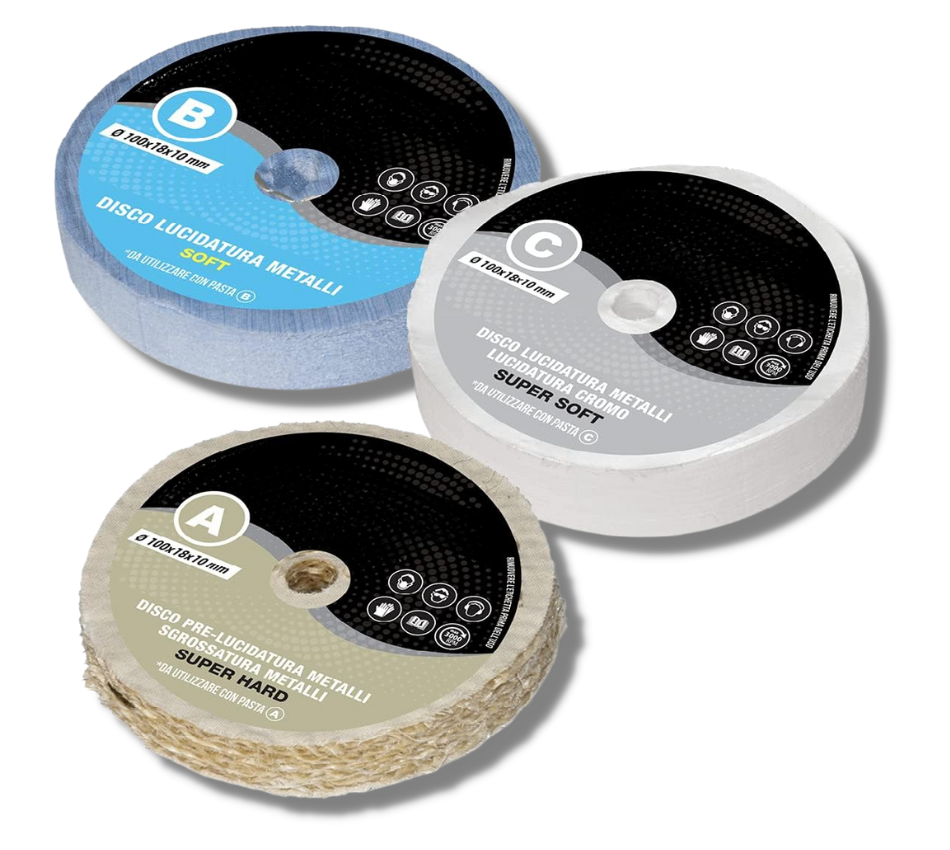 Kit 3 Disques Polissage 100 mm (A-B-C) en Coton pour Métaux Aluminium ...