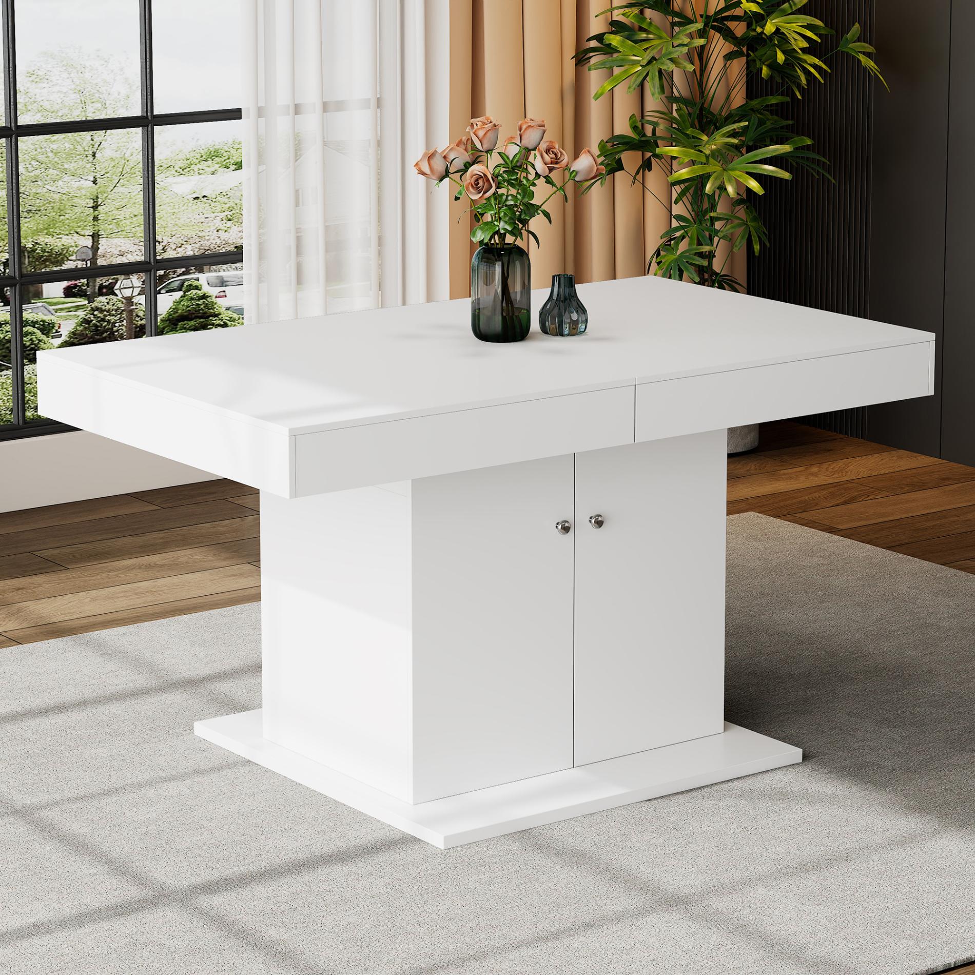 Table de Salle à Manger Extensible avec Rangement, 140/180×80×76 cm ...