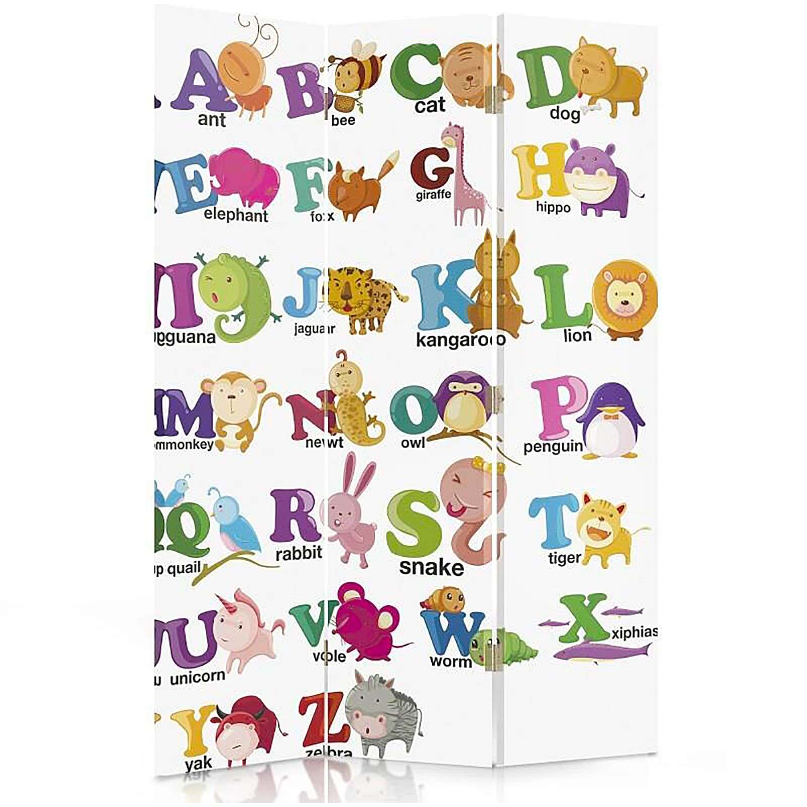 Paravent Alphabet Zoo pour Enfant – Déco Ludique & Éducative - 110 x 150 cm - 1 face déco, 1 ...