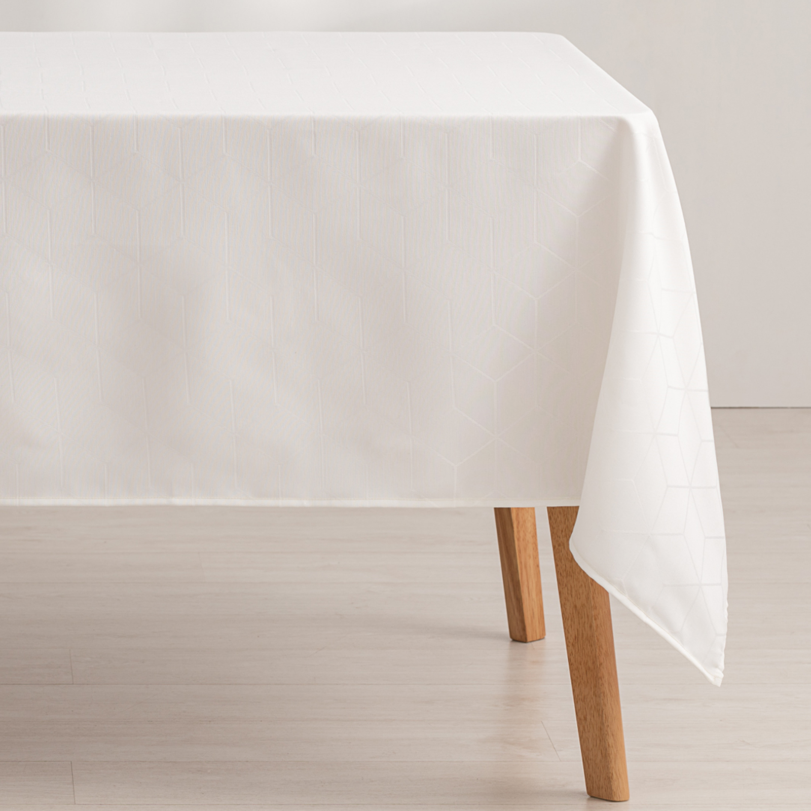 Mantel antimanchas jacquard diseño geométrico Line Blanco 140x140 cm ...