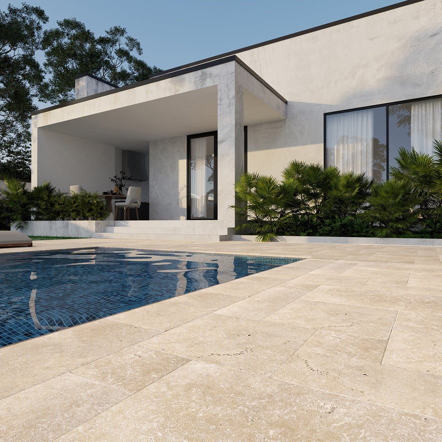 Carrelage Travertin Premier choix - Crème - Vieilli - 61x61x1,5cm ...