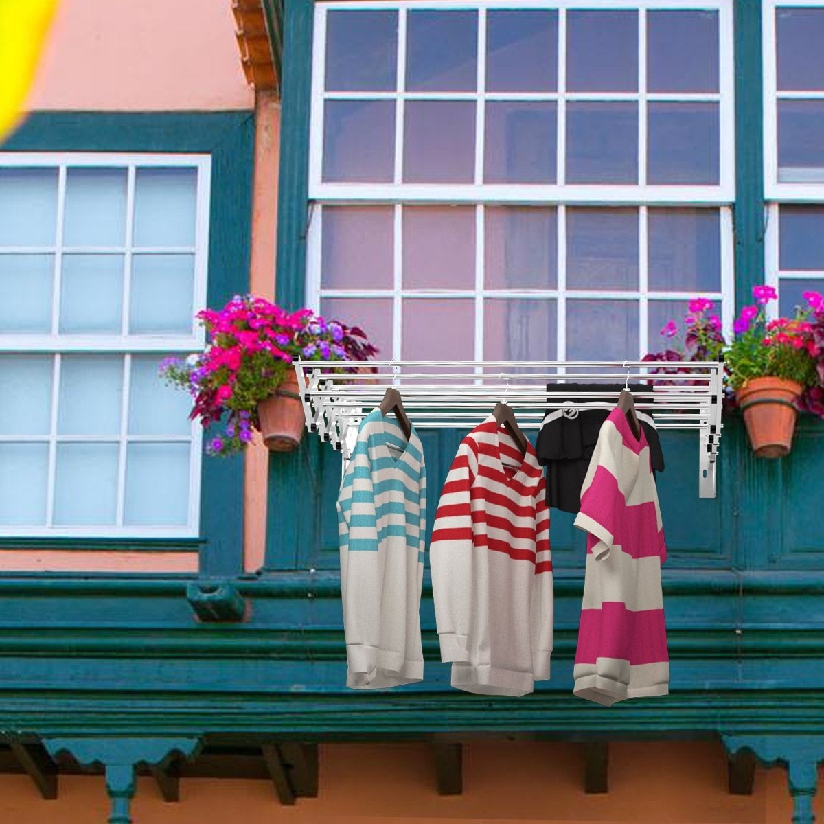 Portant à vêtements mural, séchoir mural extensible en acier inoxydable ...