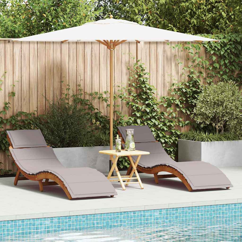 Tumbona 2 pcs Taupé 184 x 55 x 64cm Madera maciza de Acacia | Leroy Merlin