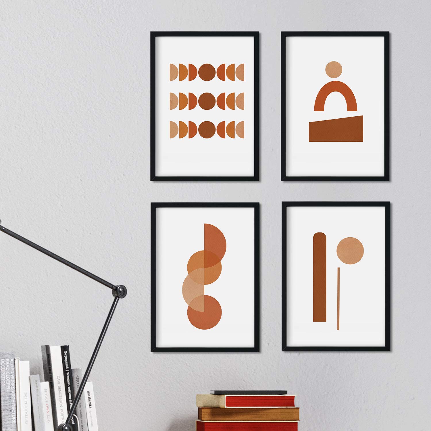 Quattro Fogli Set Con Disegni Colorati Basati Sul Design Minimalista Di ...