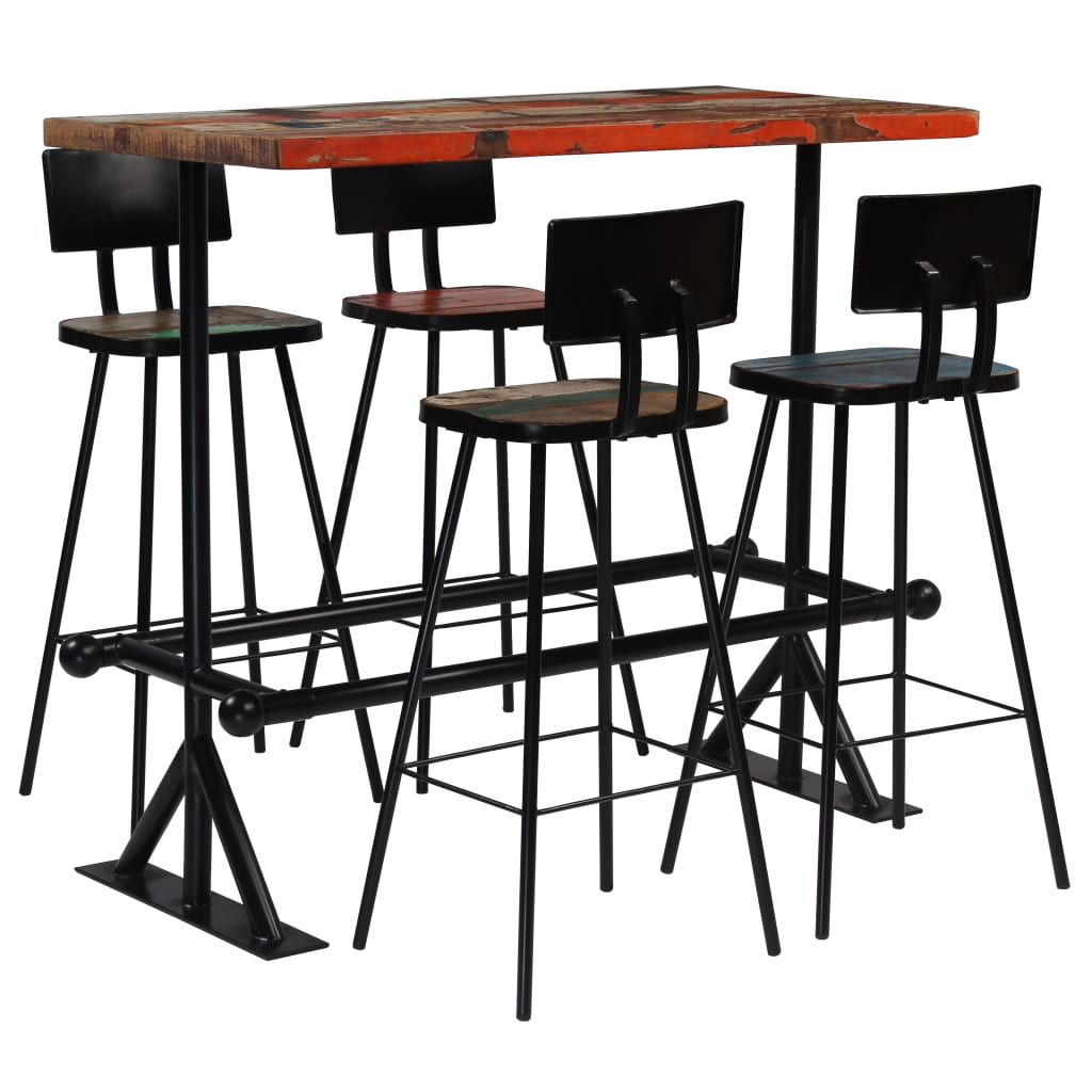Mobilier de bar 5 pcs Bois de récupération massif Multicolore | Leroy ...